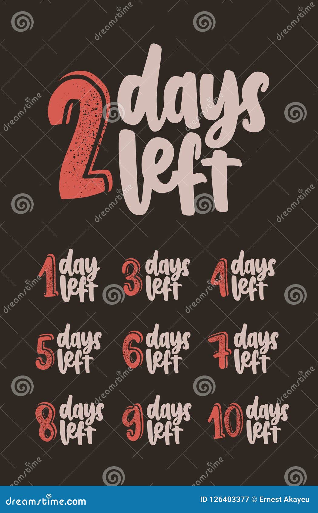 Collection Of Lettering With Amount Of Days Left For Countdown. Set Of ...