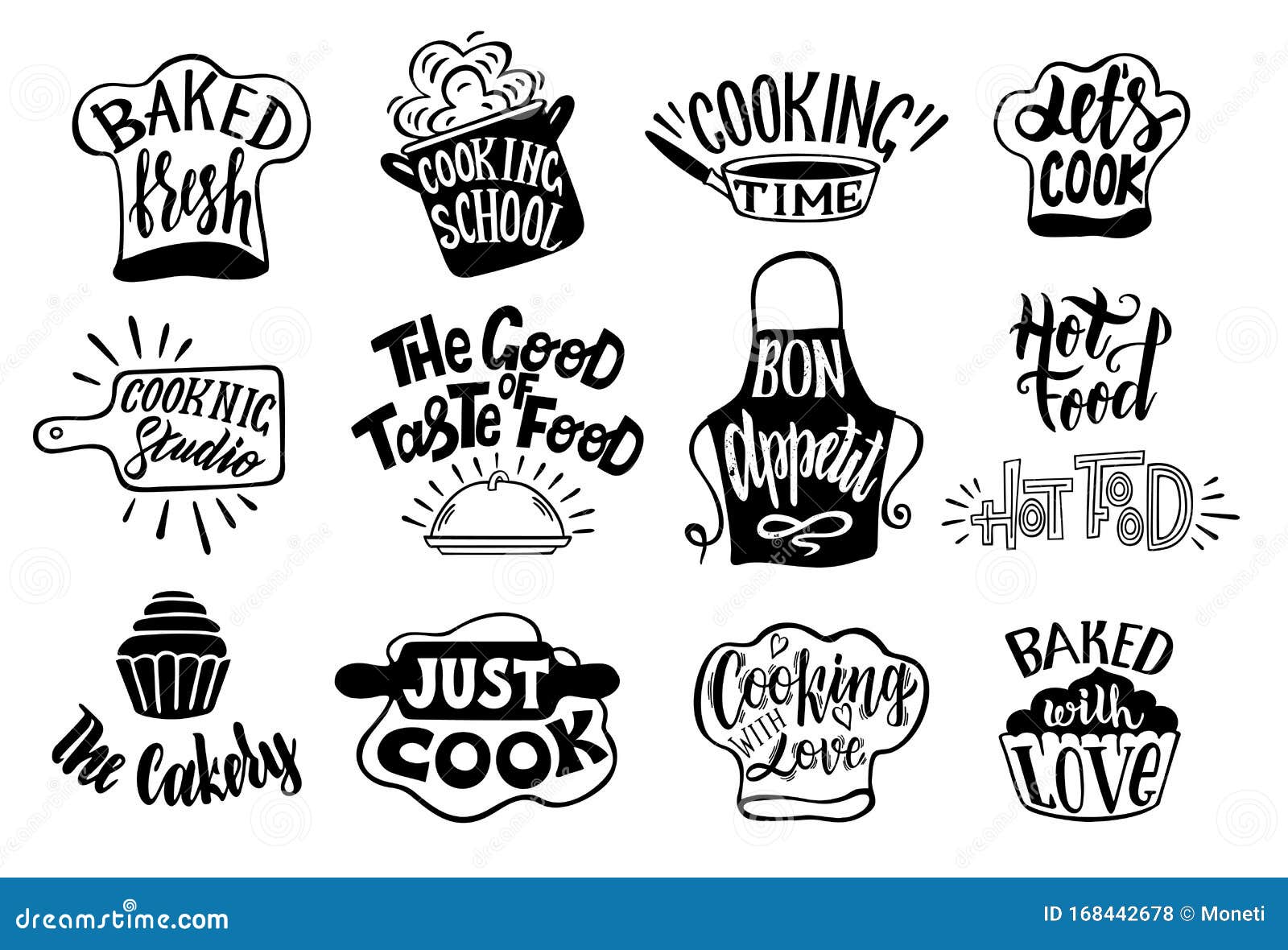 Collection of Lettering Written with Cursive Font and Decorated with ...