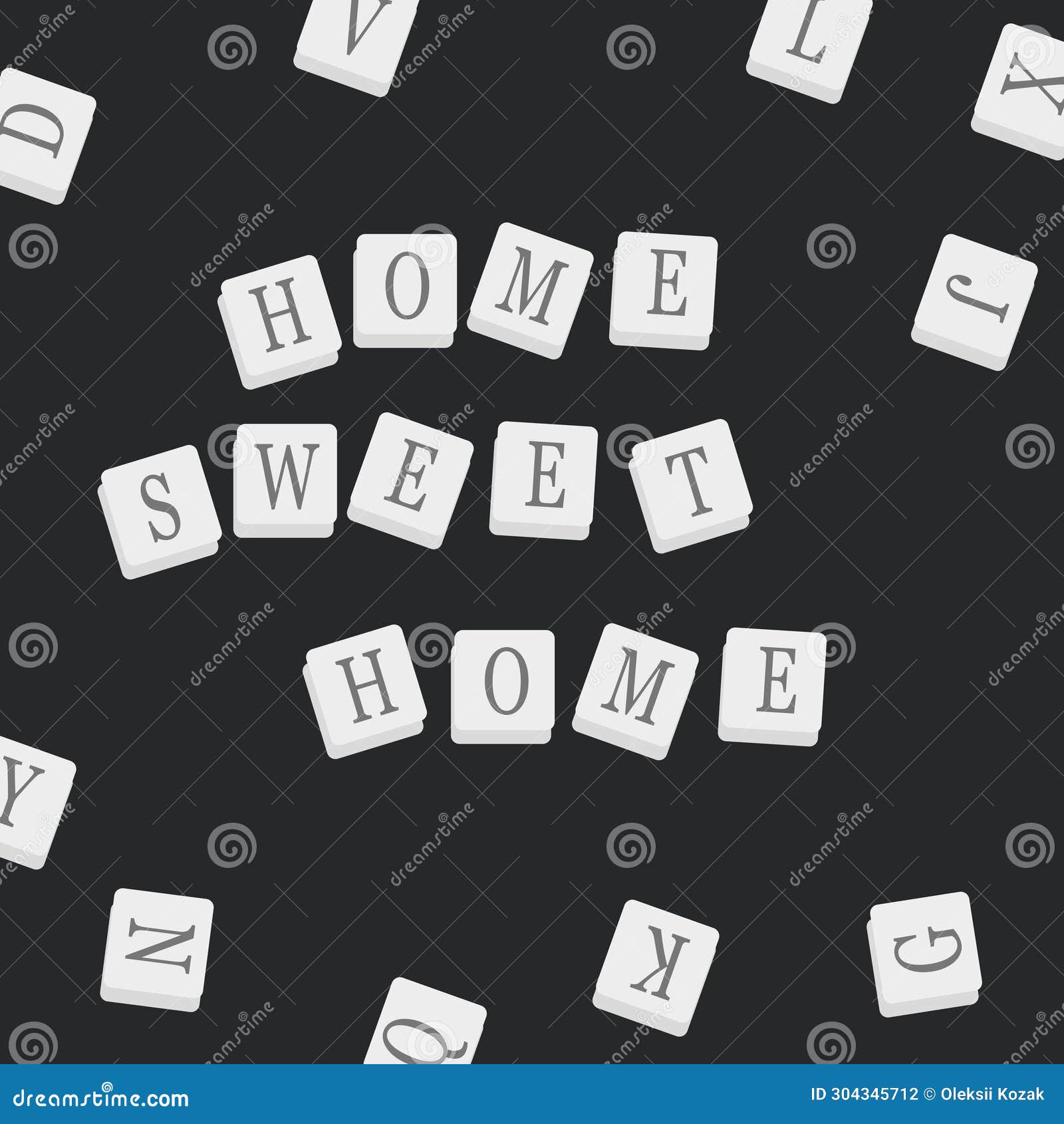 A Collection of Letters on Square Chips. Slogan Home, Sweet Home Stock ...