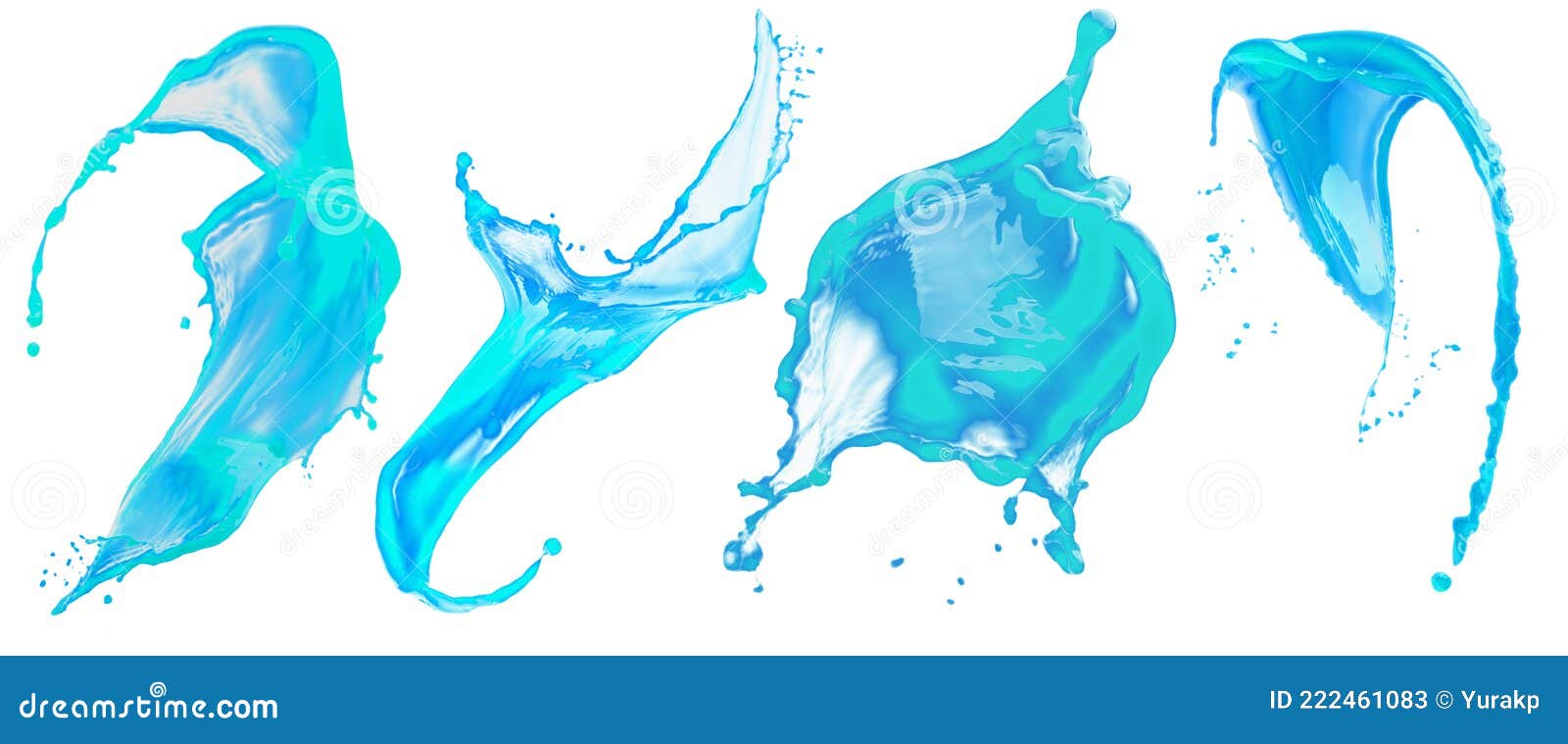 Collection of Light Blue Paint Splash Isolated on a White Background ...