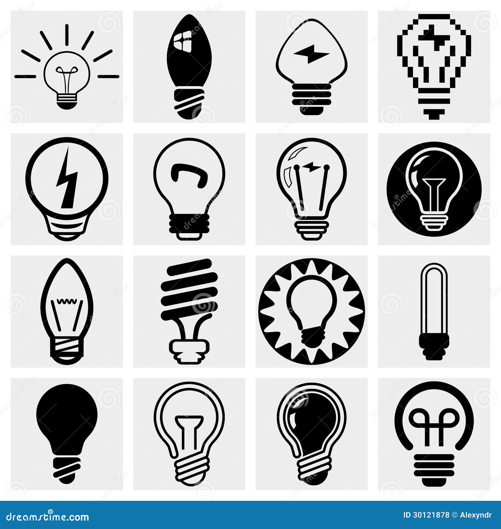 Light Bulb Vector Icon Set. Stock Vector - Illustration of background ...