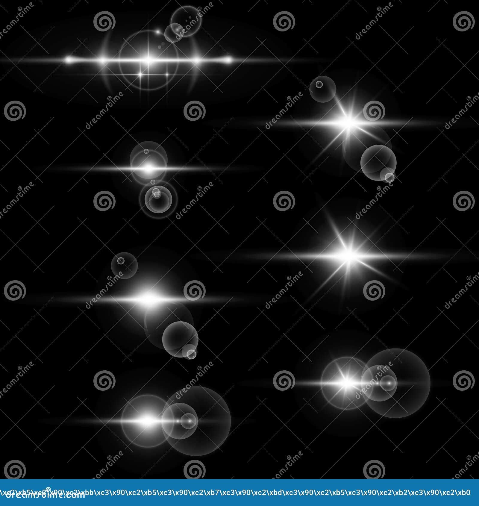 Collection of Light Effects on Black Background. Stock Vector ...