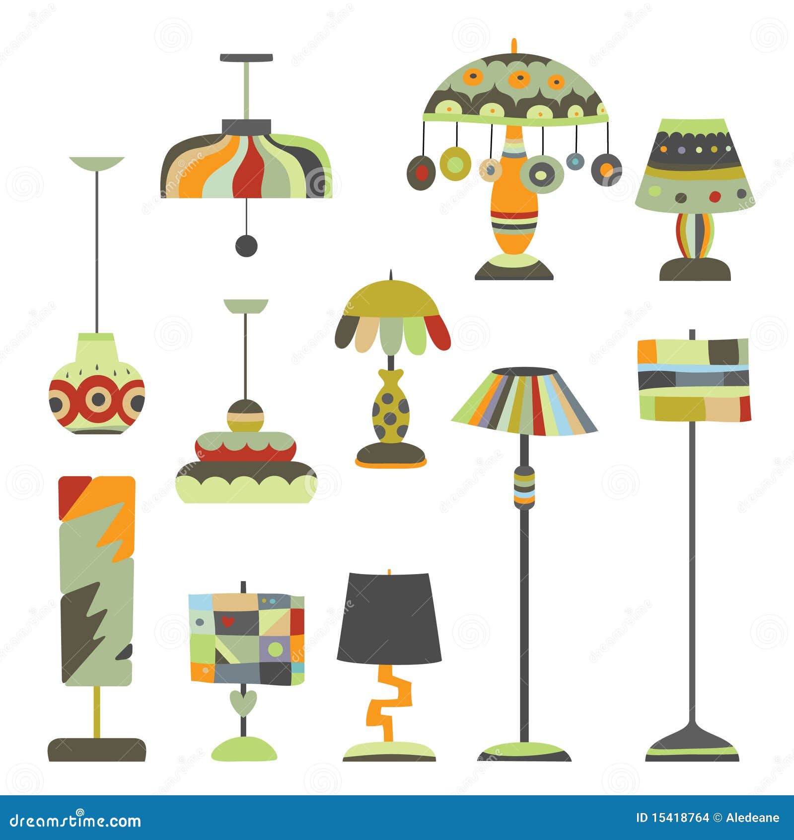 Collection of Lighting Objects Stock Vector - Illustration of ...