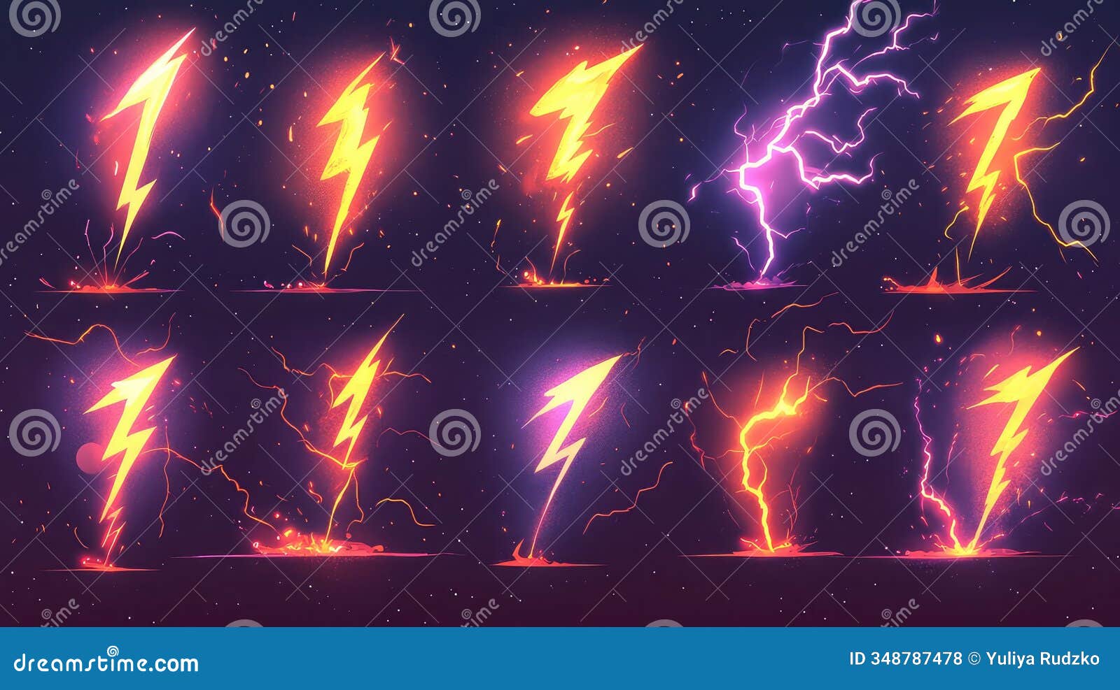Collection of Lightning Bolt Illustrations in Various Styles and ...