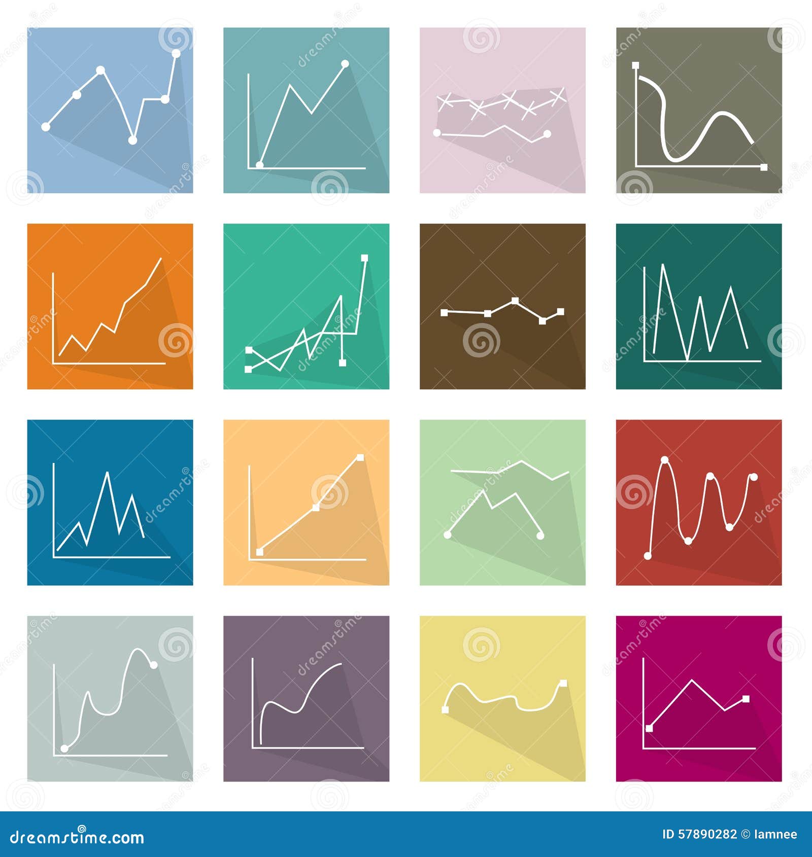 Collection Of 16 Line Chart Icons Banner Vector Illustration ...