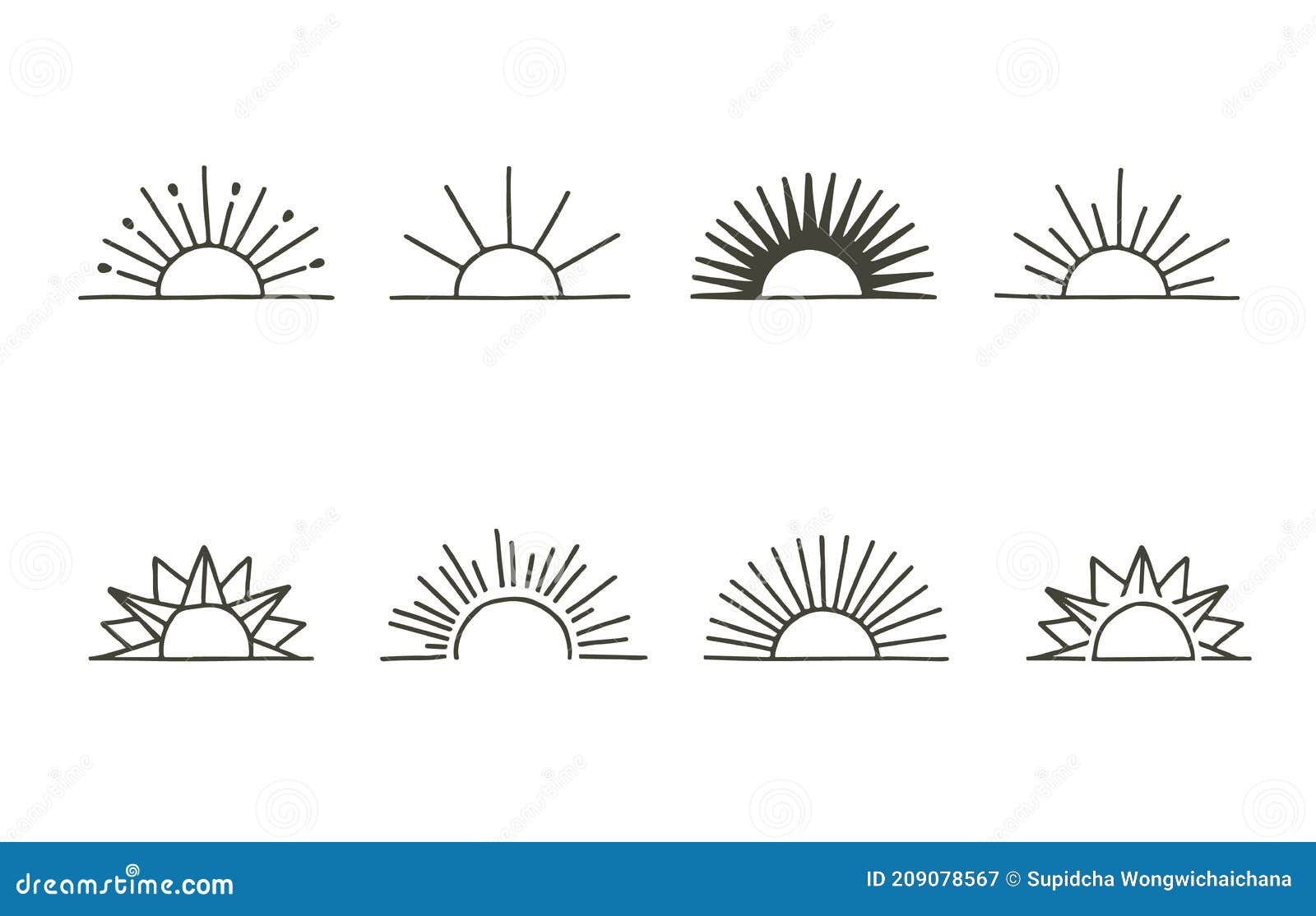 Collection of Line Design with Sun.Editable Vector Illustration for ...