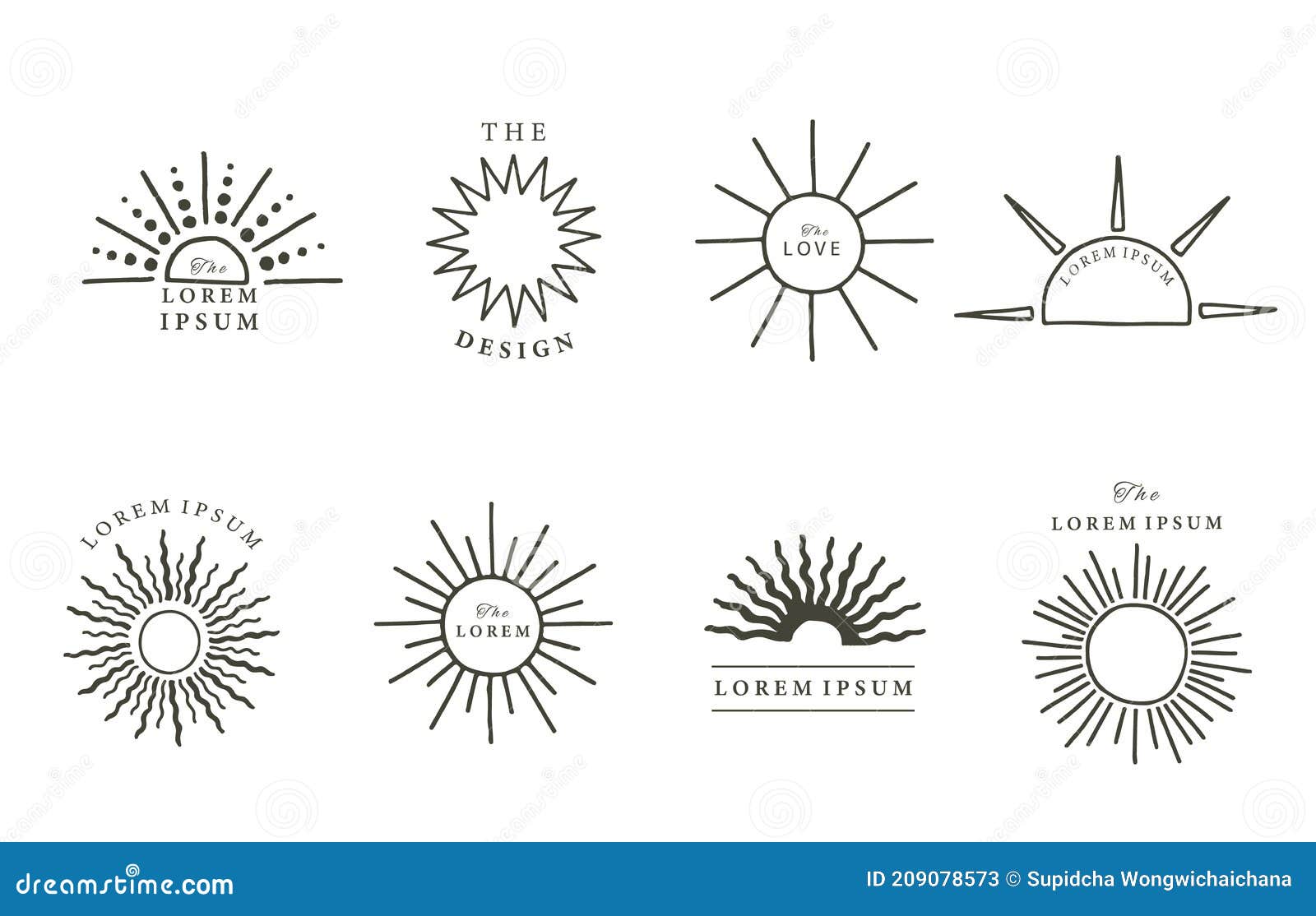 Collection of Line Design with Sun.Editable Vector Illustration for ...