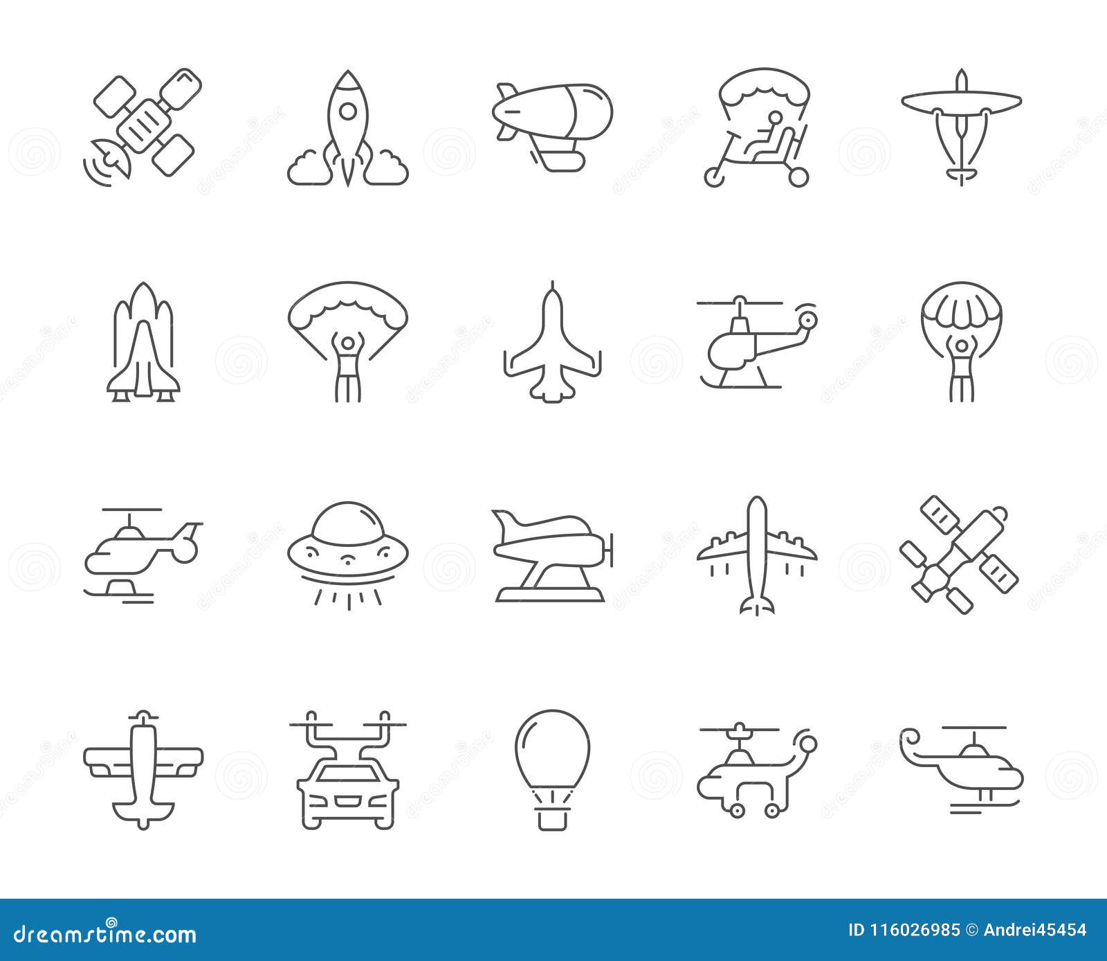 Set of Simple Icons of Aircraft. Stock Illustration - Illustration of ...