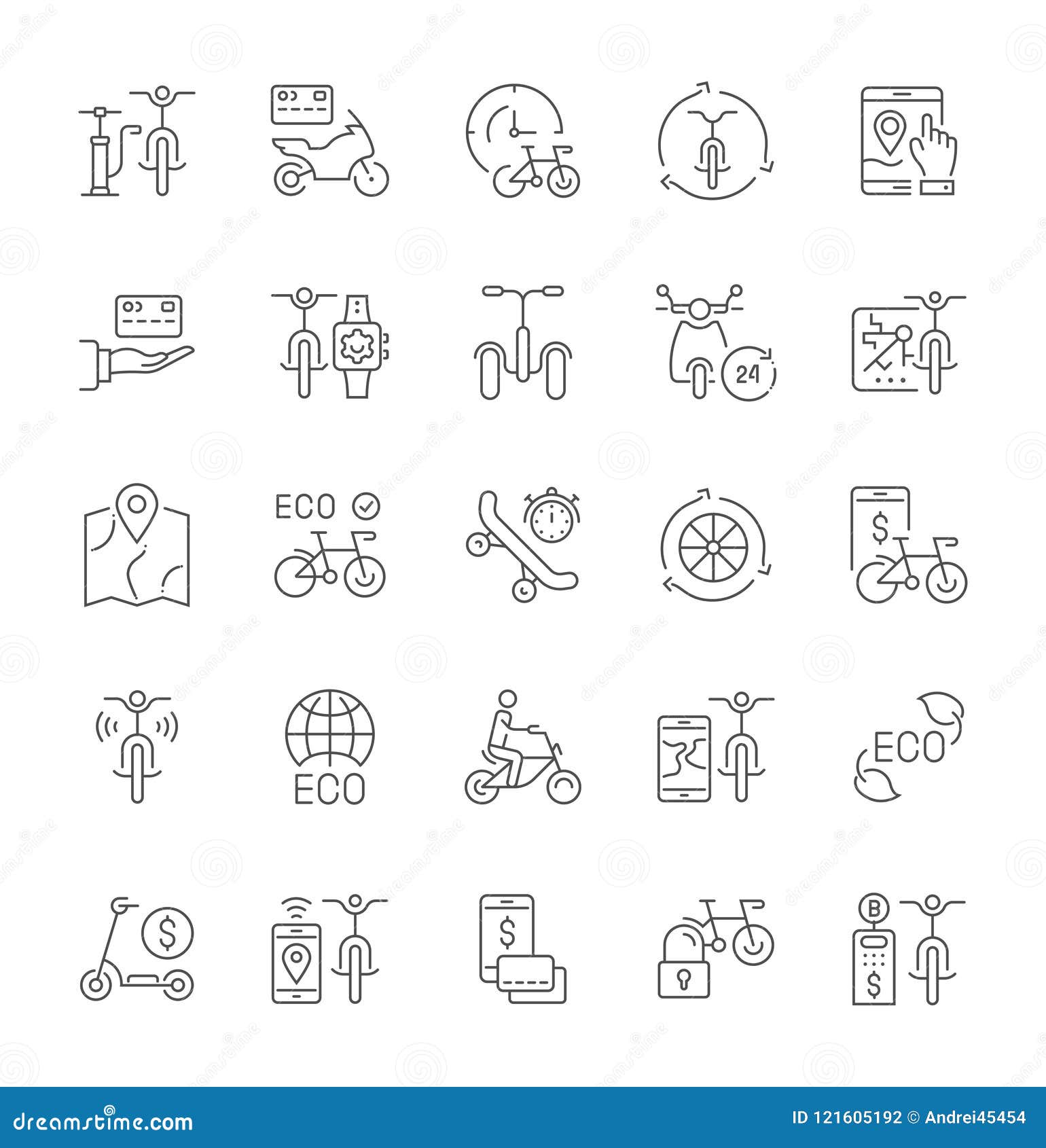 Set of Simple Icons of Bike Sharing. Stock Illustration - Illustration ...