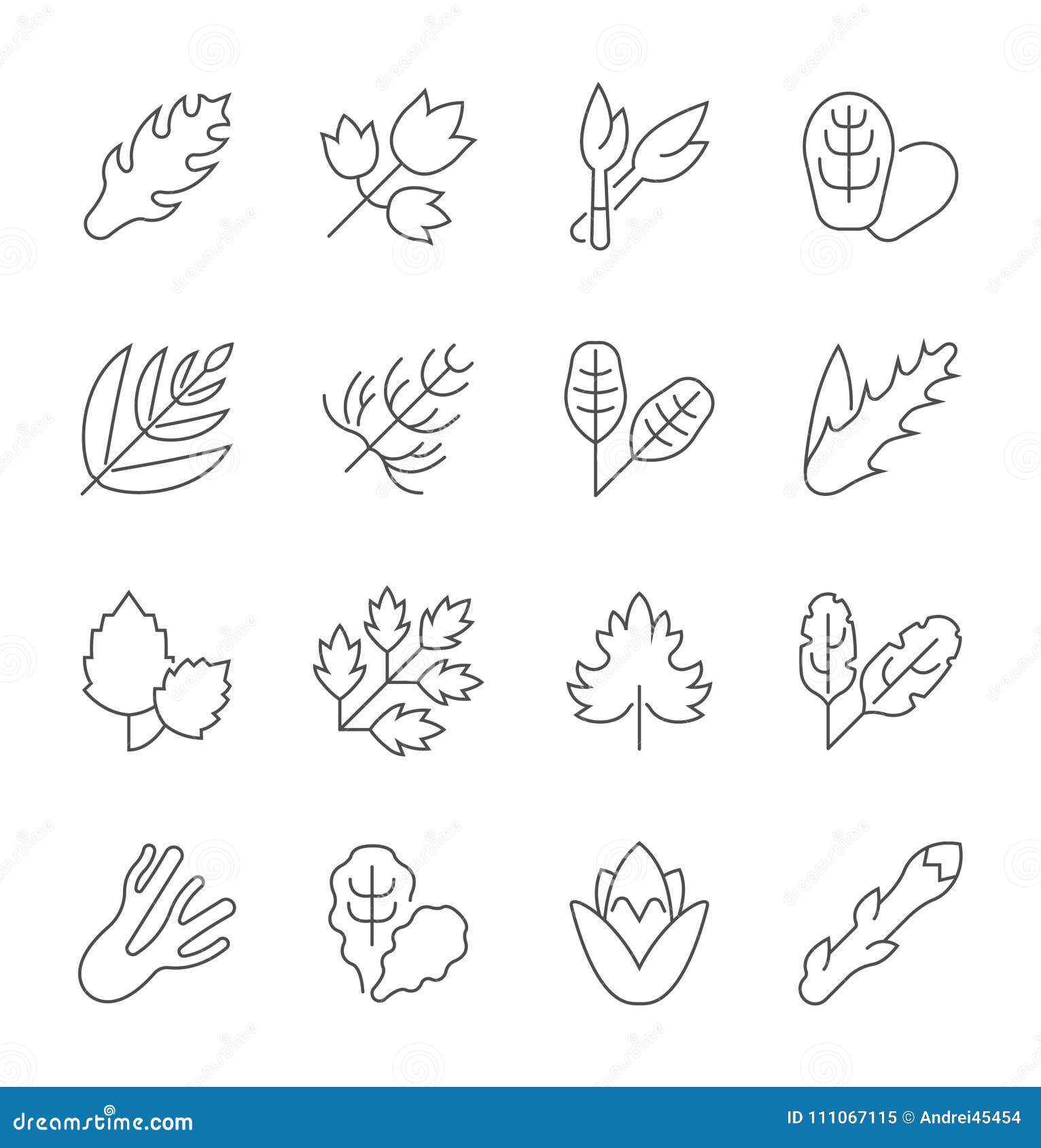 Set of Simple Icons of Greenery. Stock Illustration - Illustration of ...