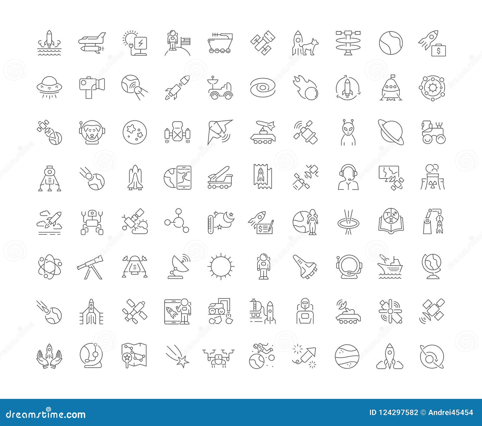 Set of Simple Icons of Space. Stock Illustration - Illustration of ...