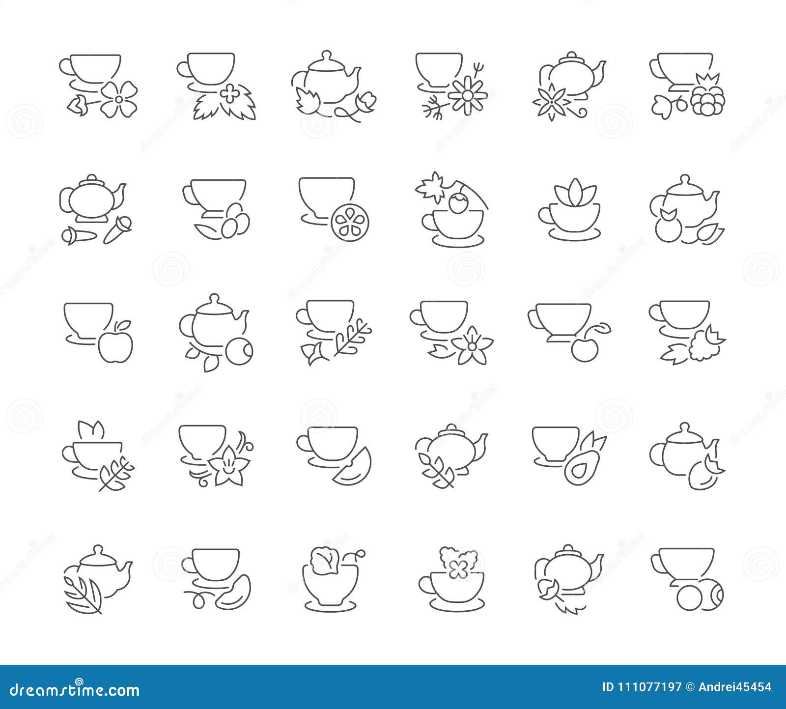 Set of Simple Icons of Tea. Stock Illustration - Illustration of modern ...