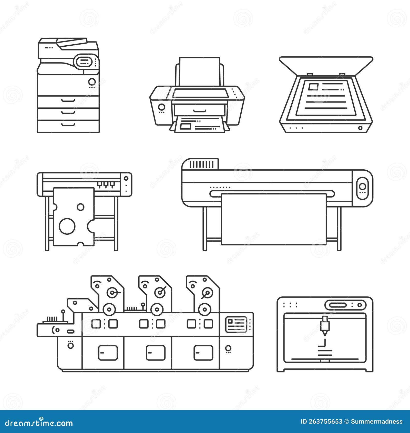 Offset Printer Machine Work. Polygraphy Equipment For Publishing ...