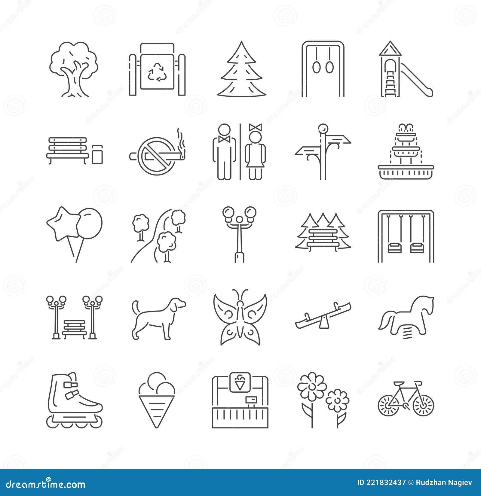 Linear Park Icon From City Elements Outline Collection. Thin Line Park ...