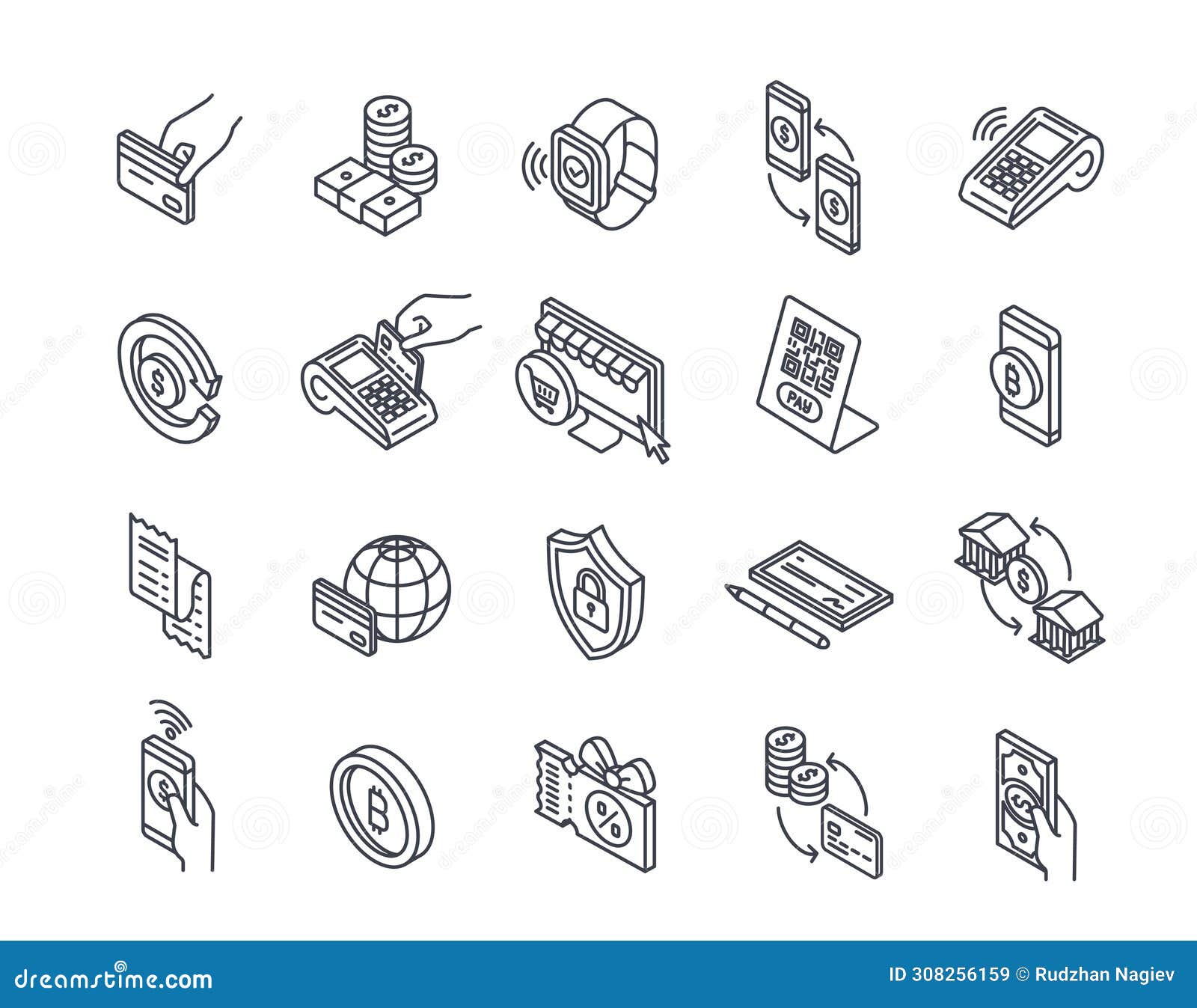 Collection of Linear Payment Various Methods Icons Stock Illustration ...