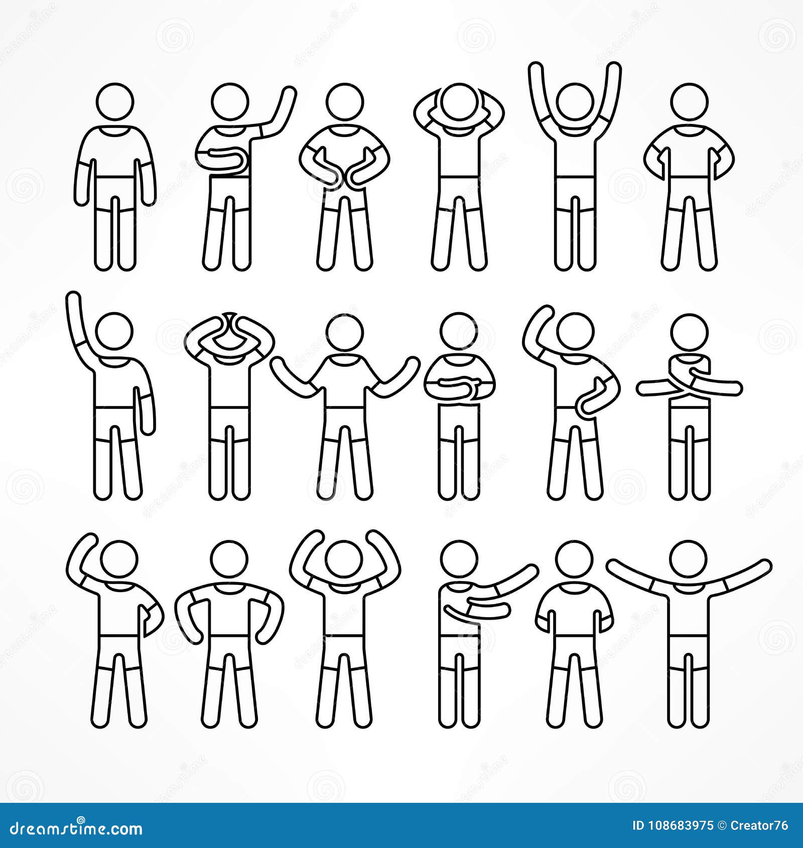 Collection of Linear Stick Figures Stock Vector - Illustration of ...