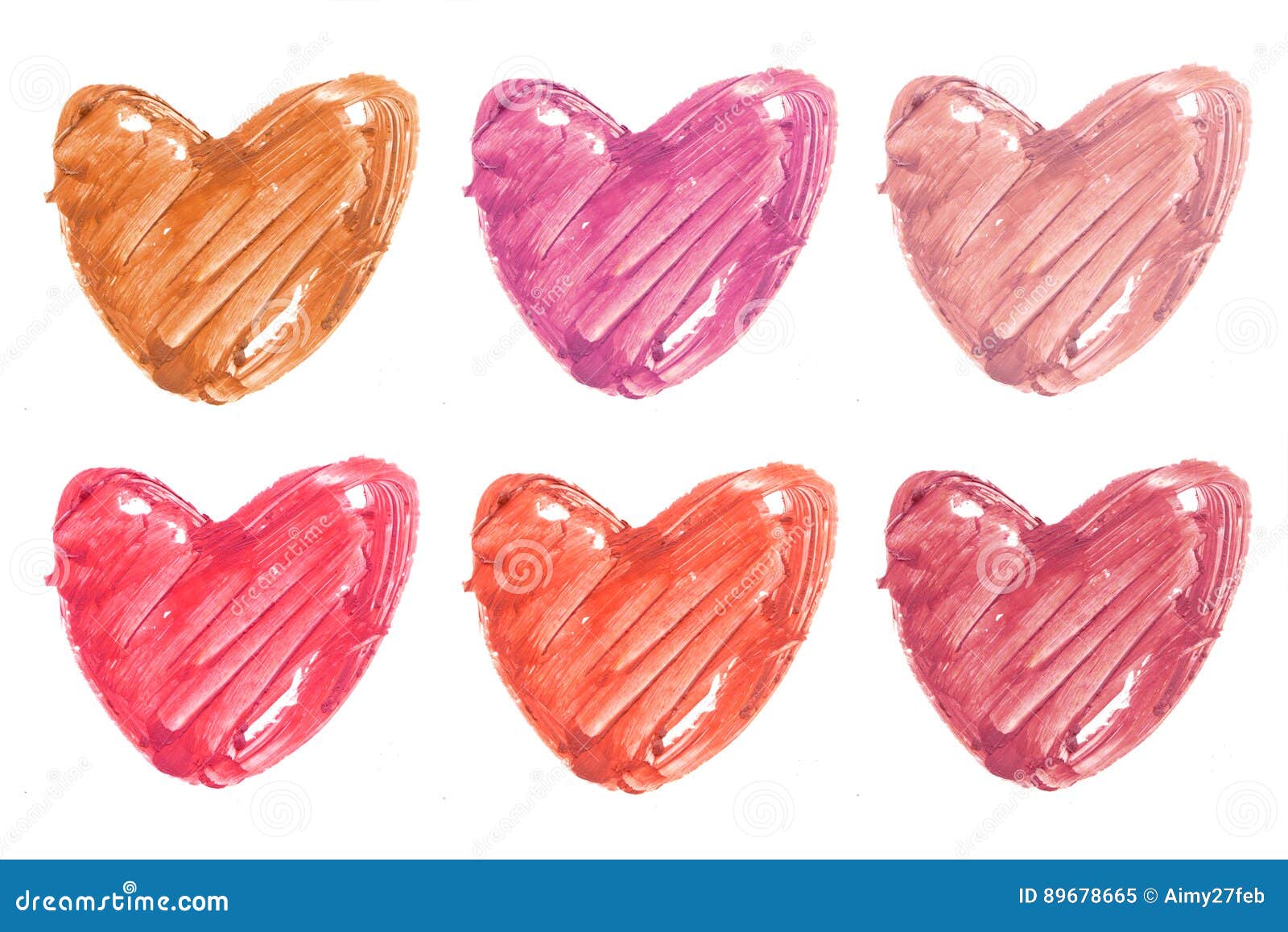 Collection of Lipstick Smear in Heart Shape. Stock Image - Image of ...