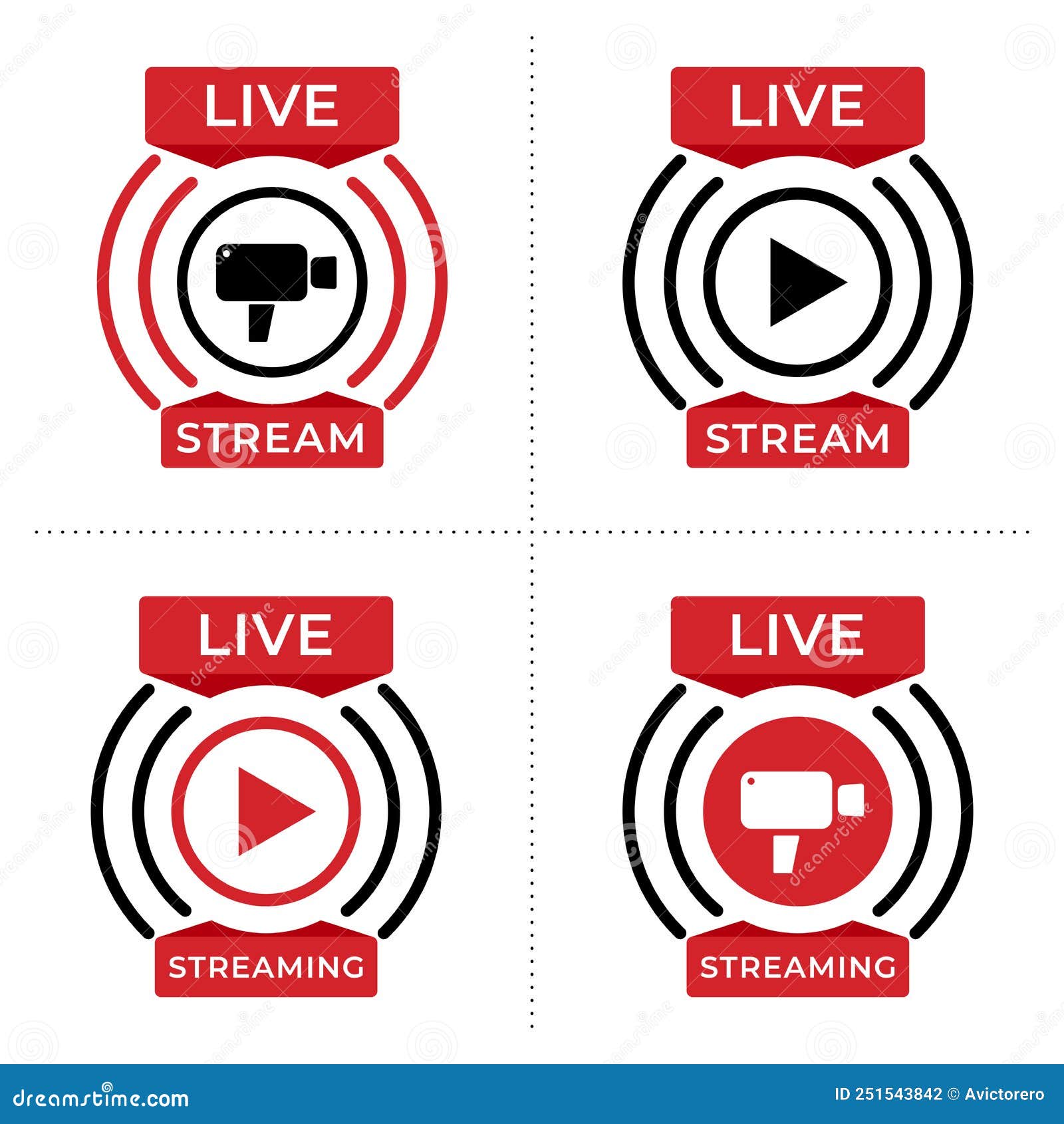 Collection of Live Streaming Symbol for Web and App Stock Vector ...