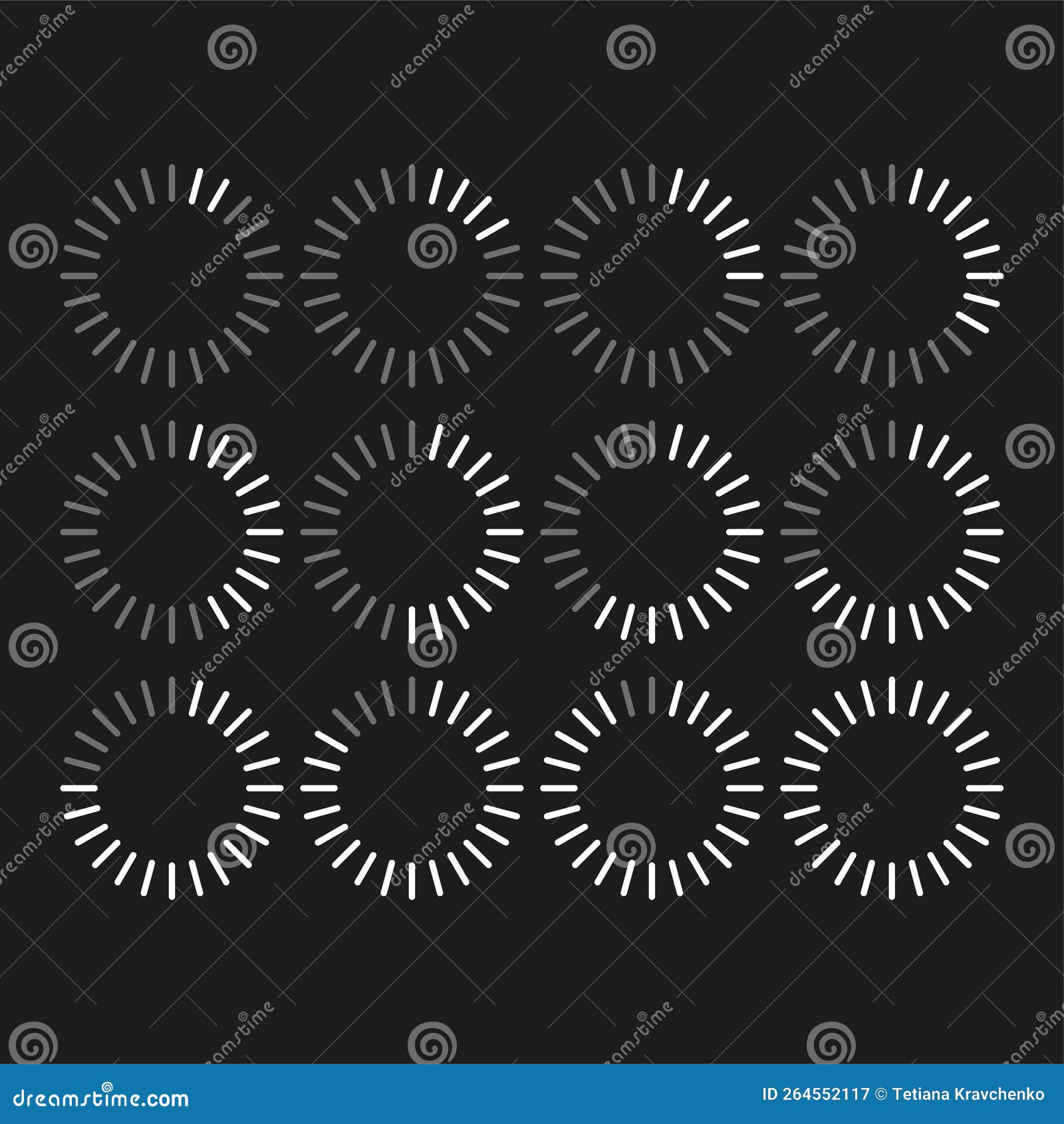 Collection with Loading Black Background. Round Frame Set. Load ...