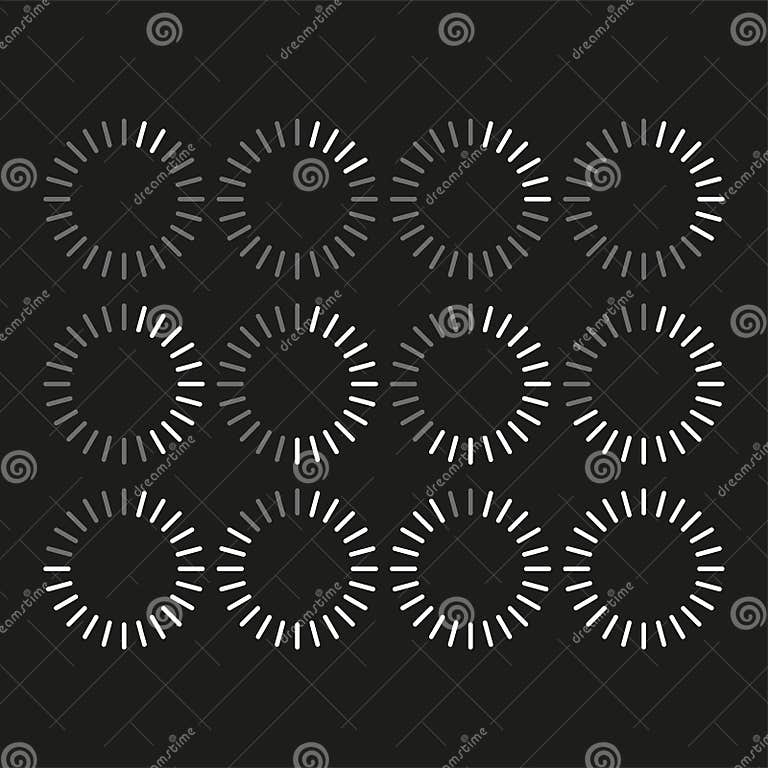 Collection with Loading Black Background. Round Frame Set. Load ...