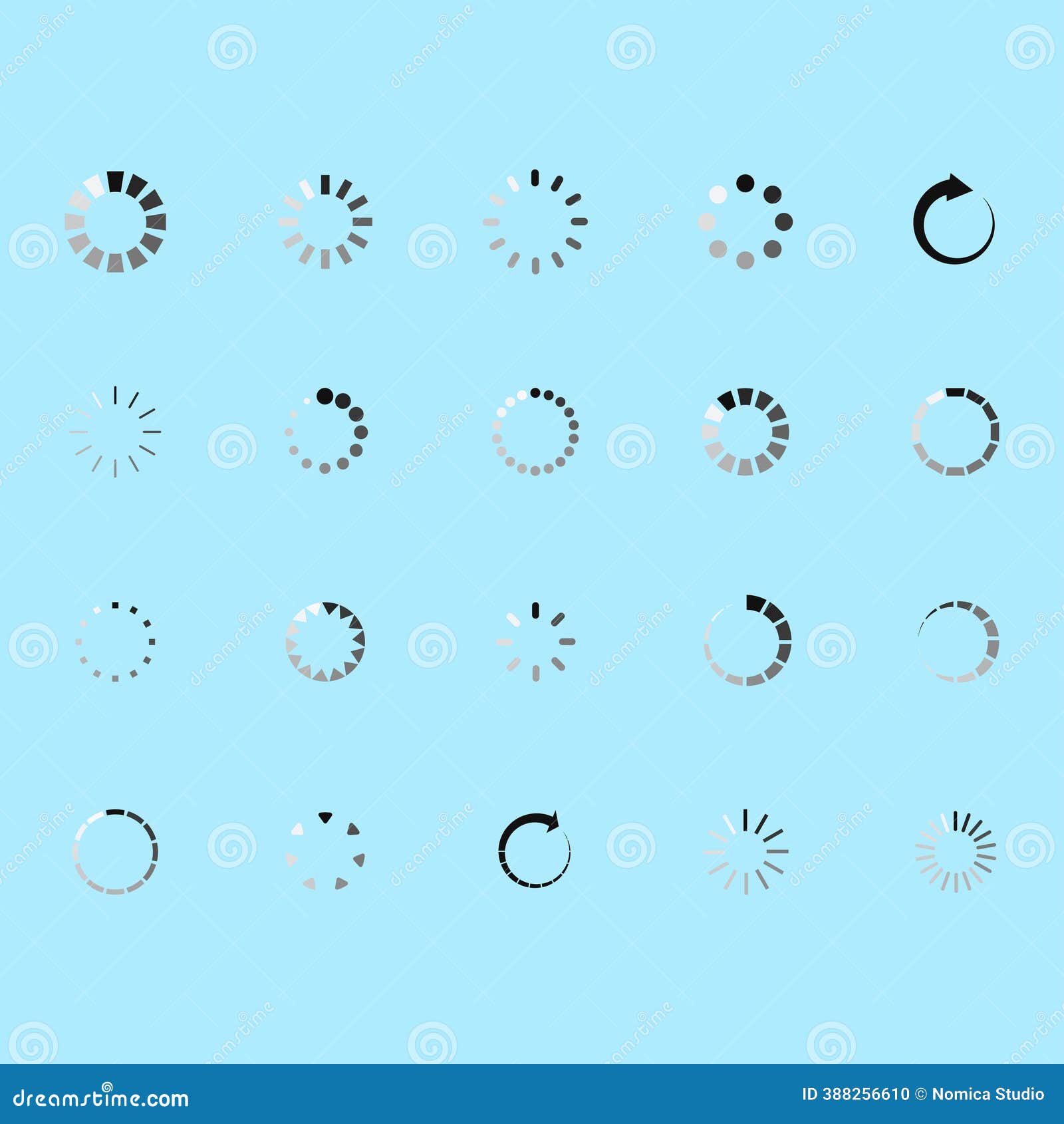 Set Loading Icons. Load. Load Icons. White Background. Vector Icon ...