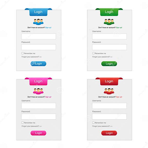 Collection of login forms stock vector. Illustration of form - 18335920