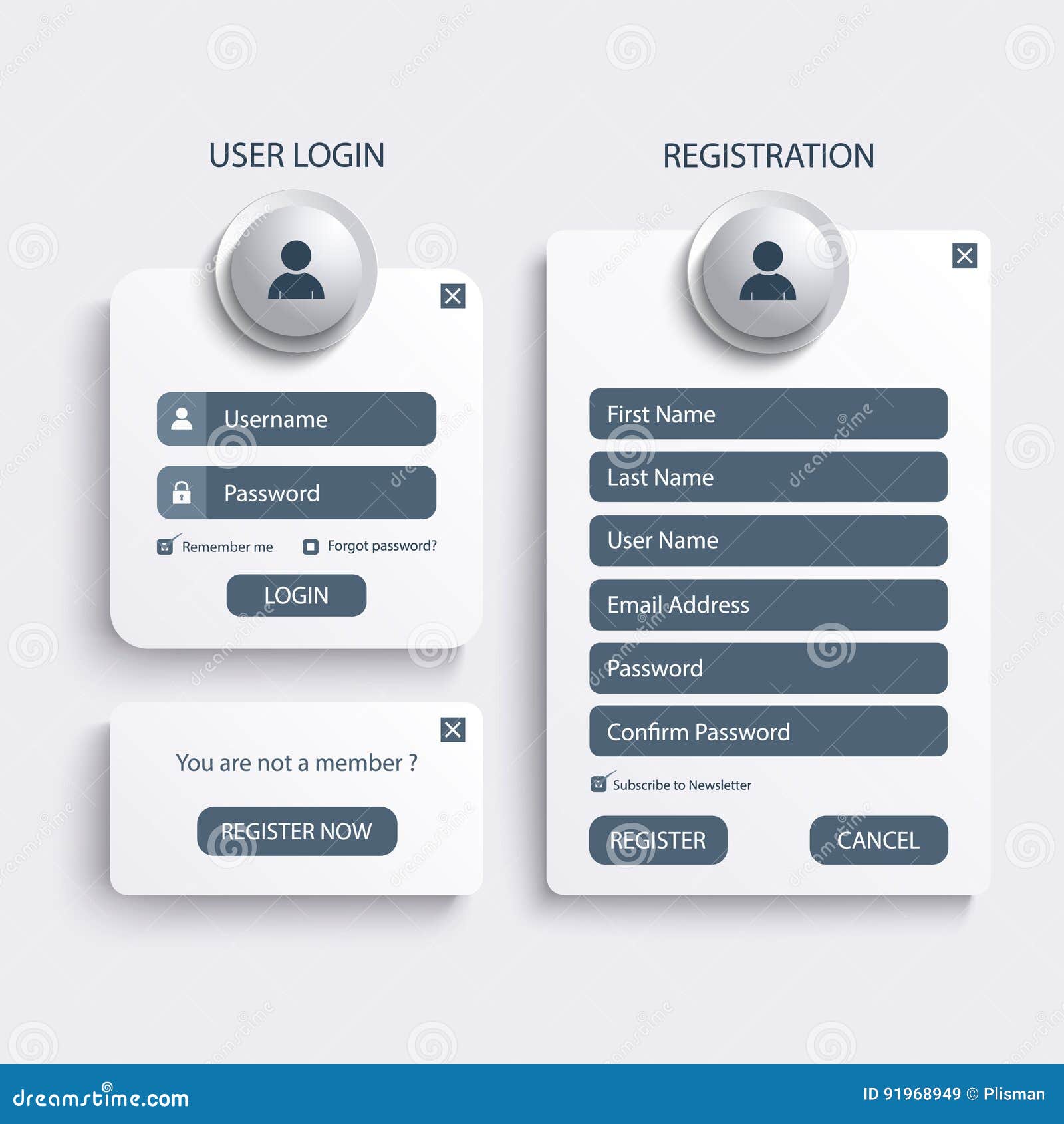 Collection Login and Register Web Screen Template Stock Vector ...