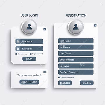 Collection Login and Register Web Screen Template Stock Vector ...