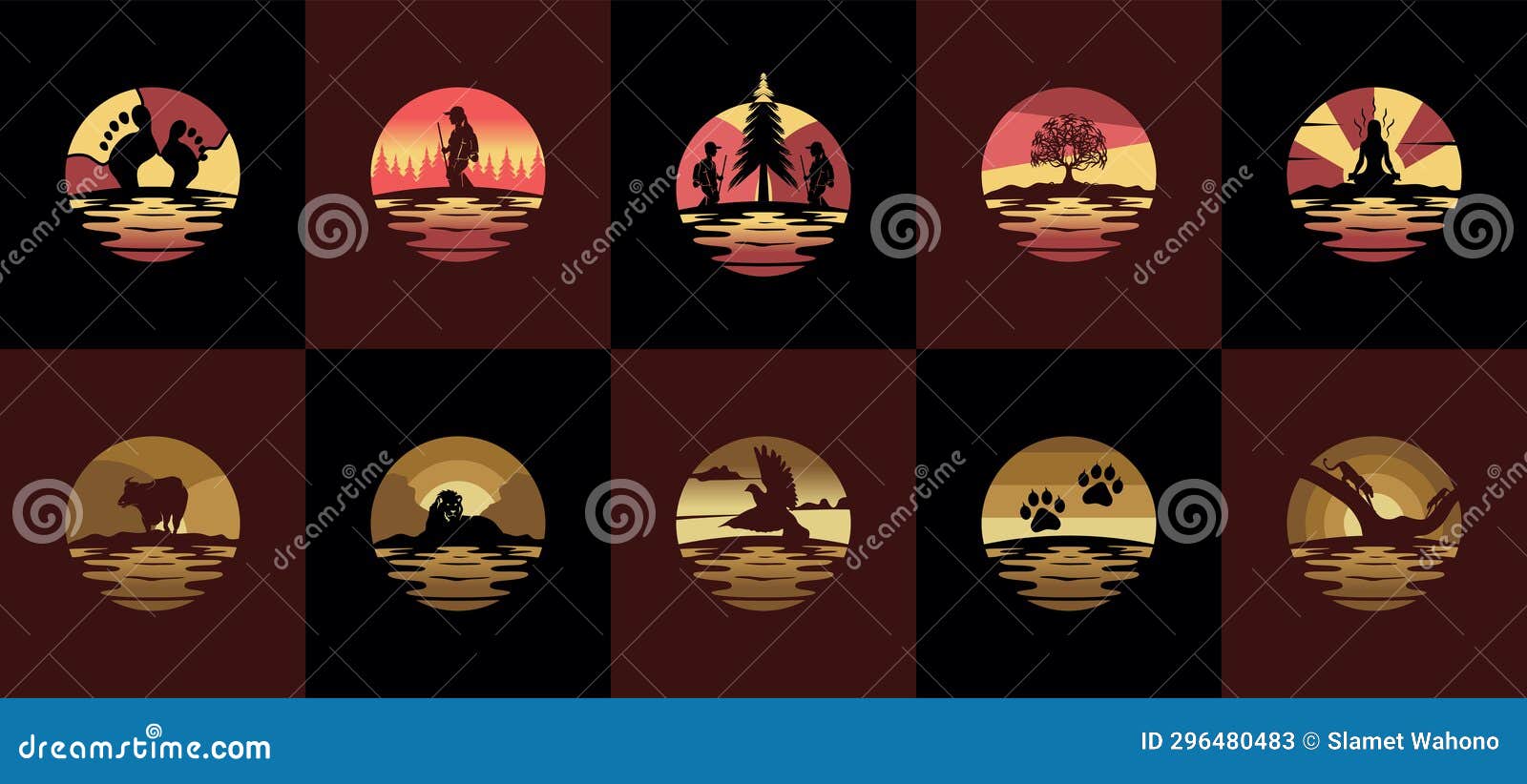 A Collection of Logo Designs with Colorful Night Scenery Background ...