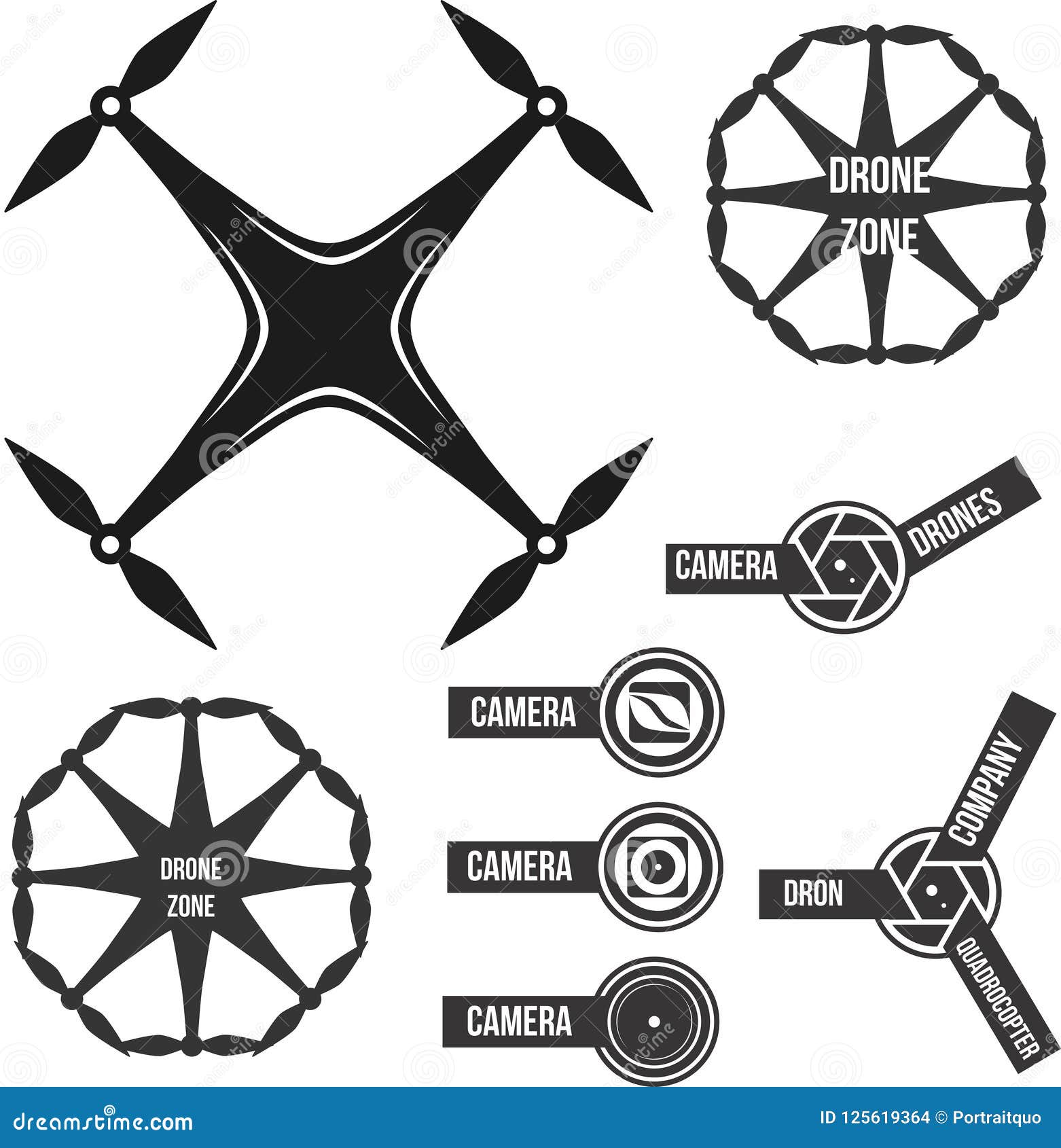Collection Logo Drone Quadcopter and Camera Stock Illustration ...