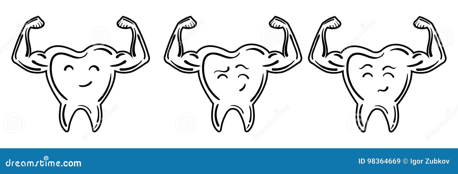 Collection Of Logos Of Teeth With Strong Hands. A Set Of Stylized Teeth ...