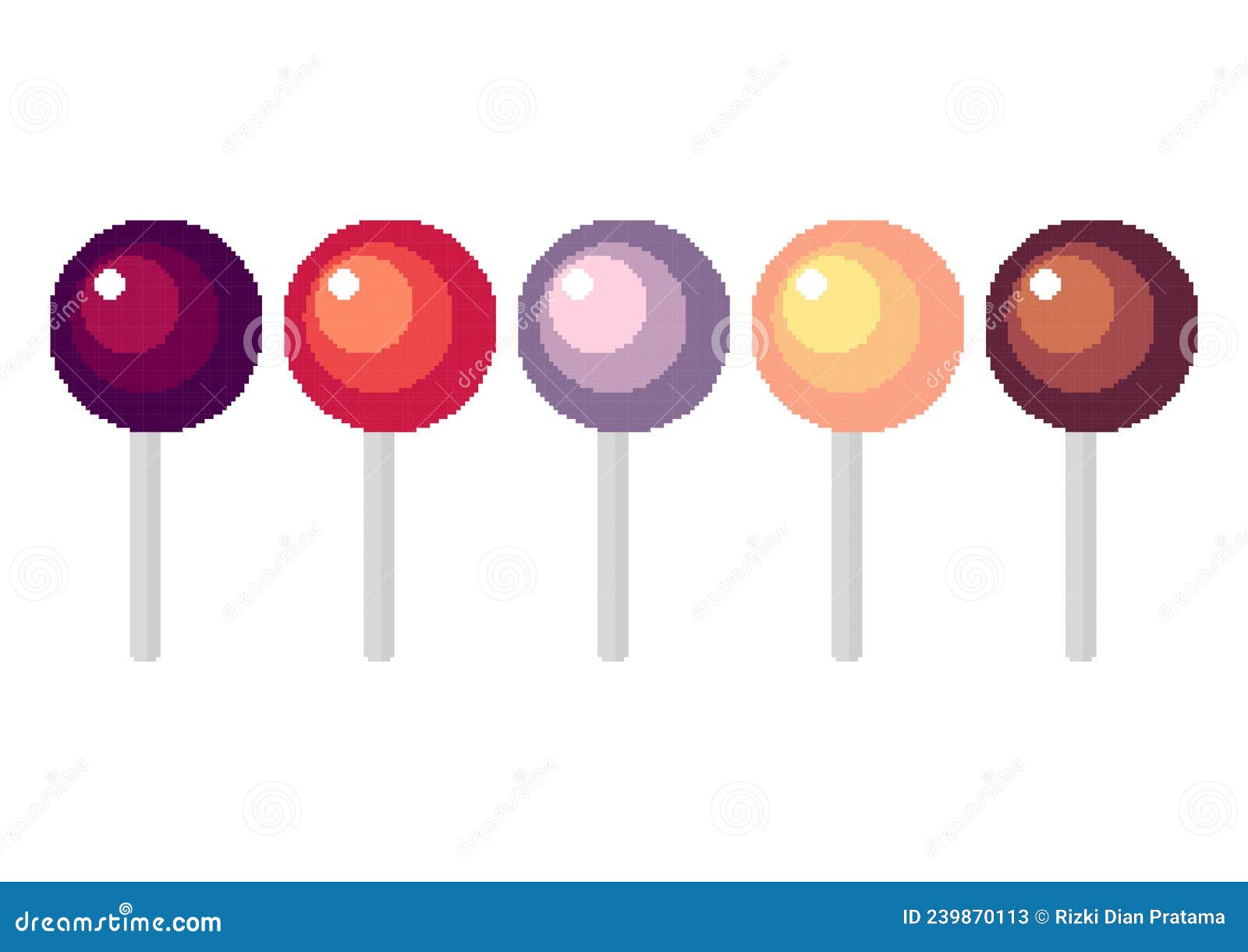 A Collection of Lollipop Illustrations with a Pixel Theme Stock Vector ...