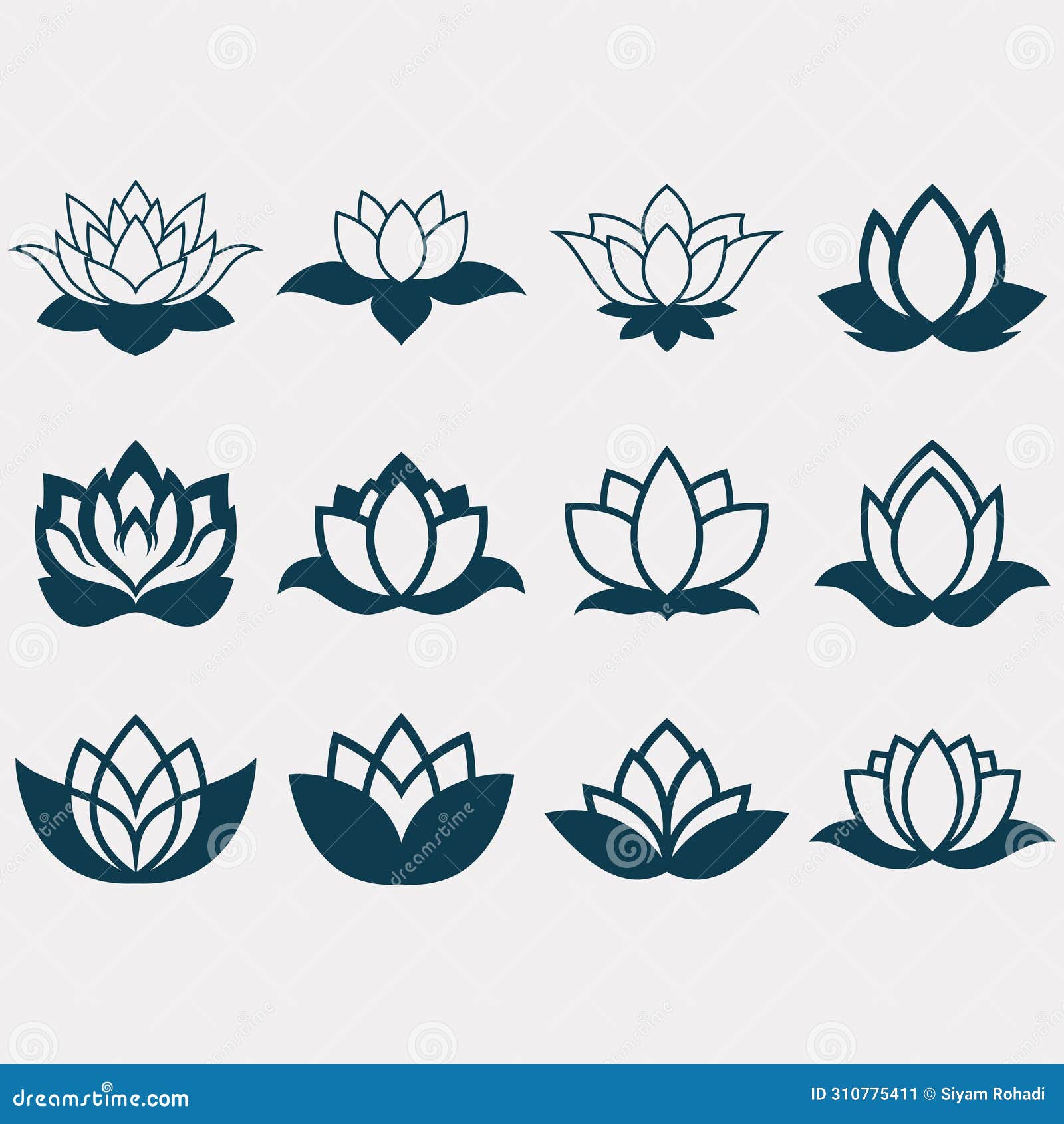 Collection of Lotus Flower Logos Stock Vector - Illustration of natural ...