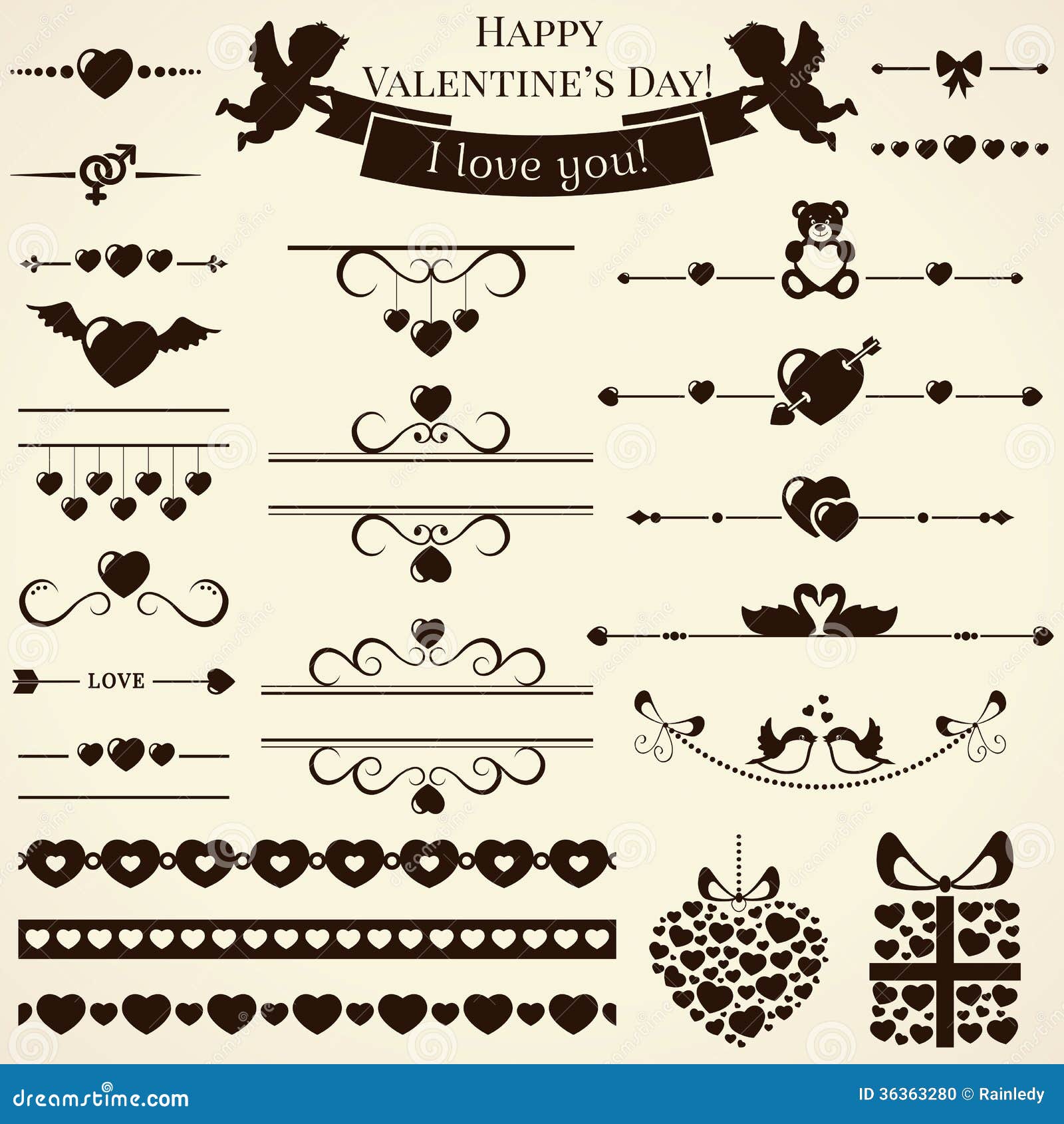 Collection of Love Design Elements. Vector Illustr Stock Vector ...