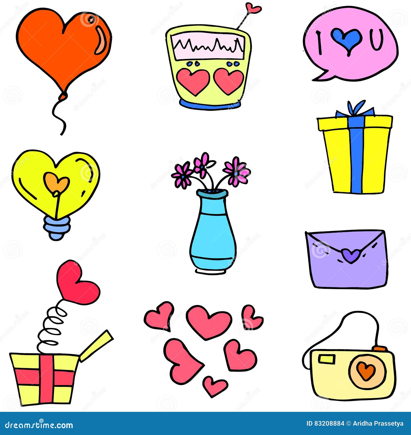Collection of Love Theme Doodles Stock Vector - Illustration of ...