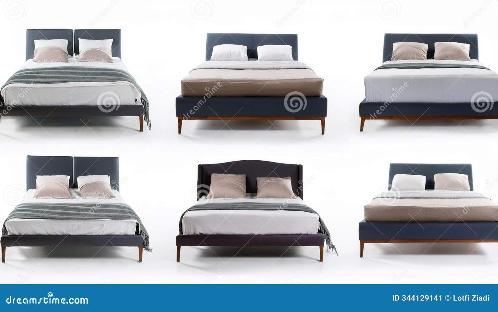 Collection of Low-Profile Bed Front View Full Length Isolate on White ...