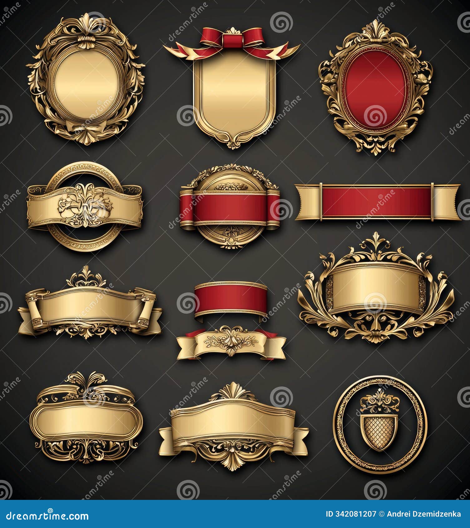 Collection of Luxury Gold Badges and Labels Stock Image - Image of gold ...