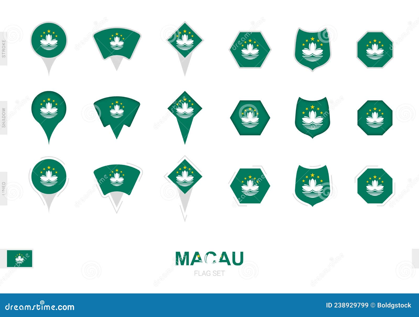 Collection of the Macau Flag in Different Shapes and with Three ...