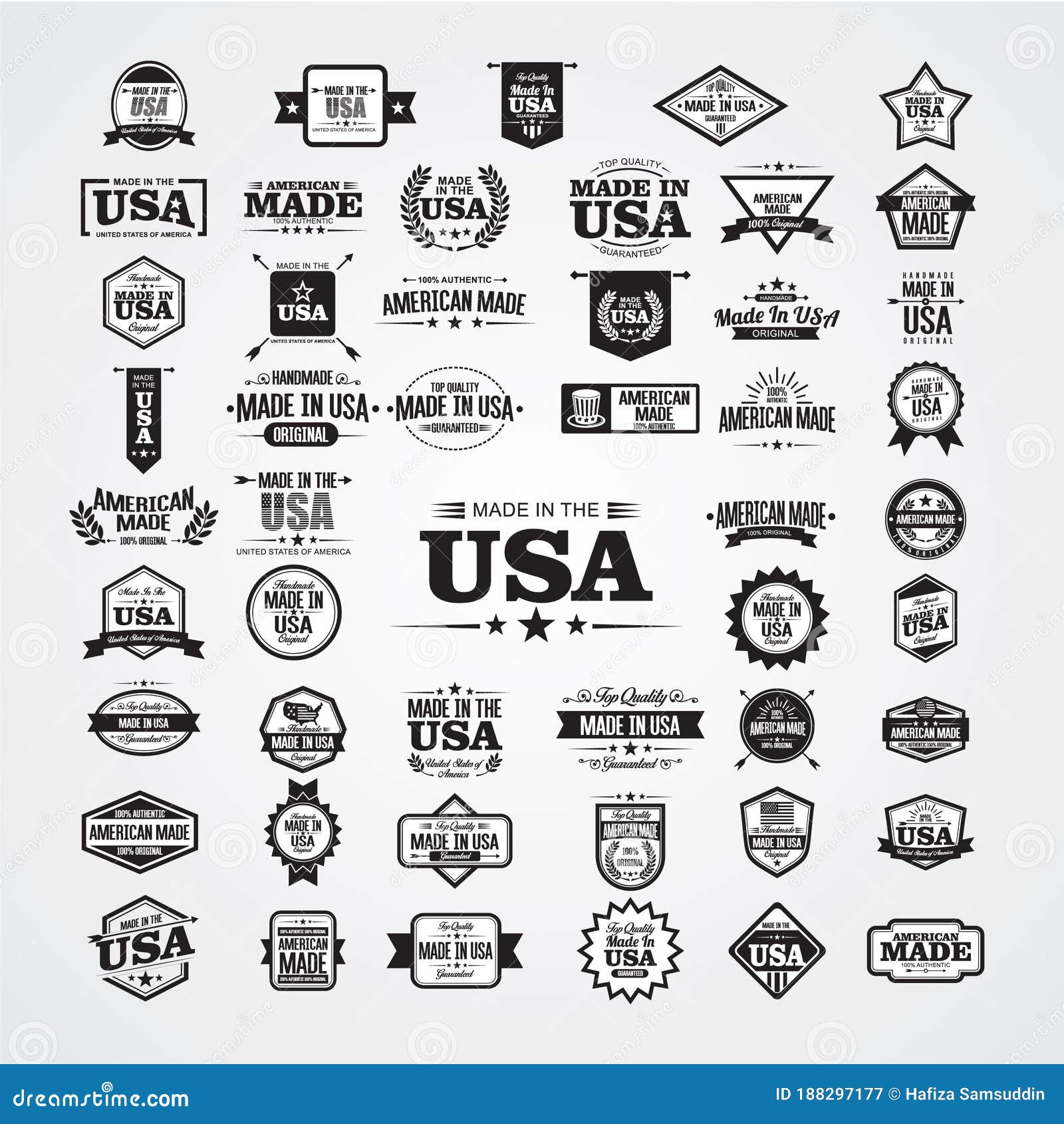 Collection of Made in America Labels. Vector Illustration Decorative ...