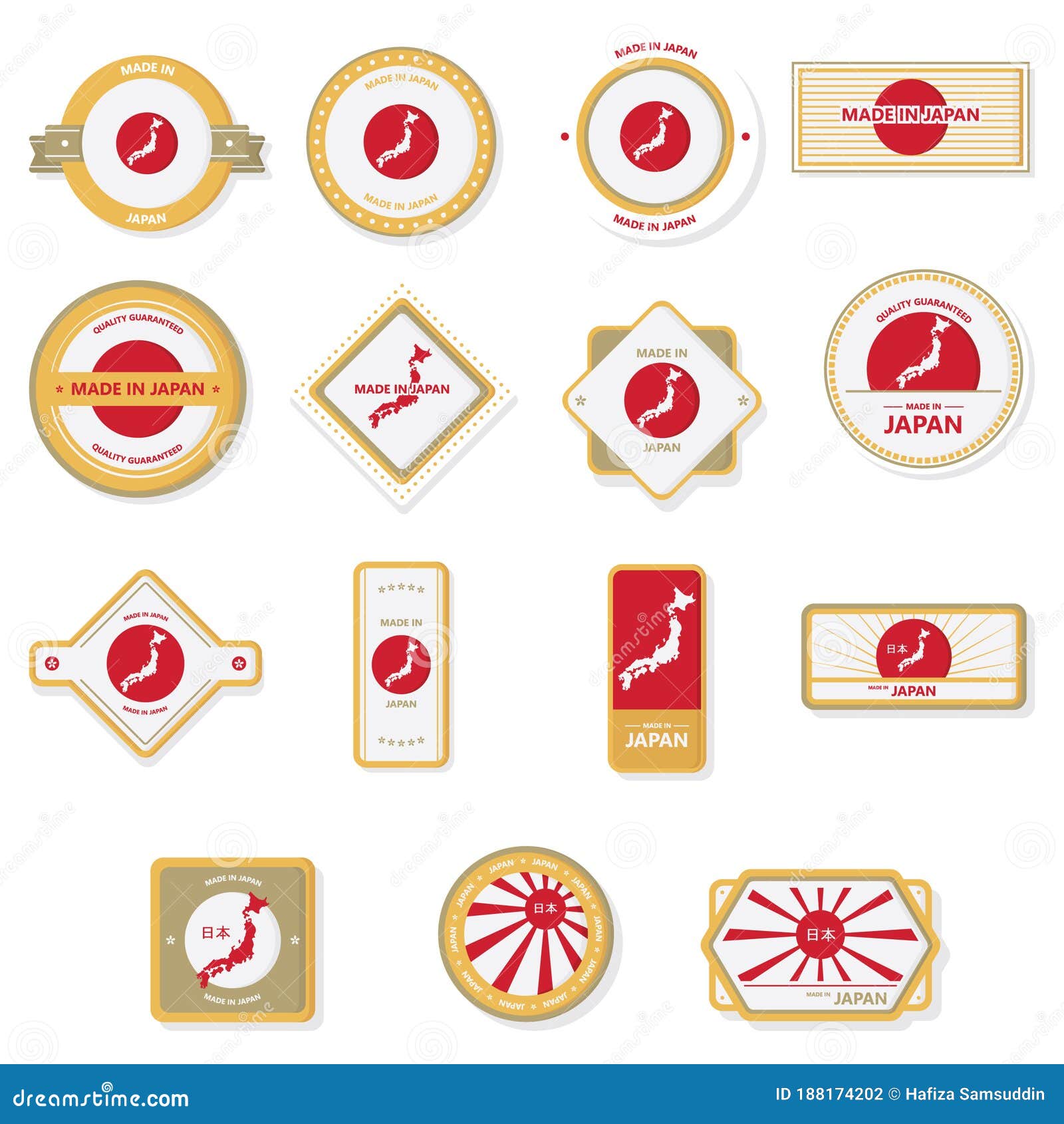 Collection of Made in Japan Labels. Vector Illustration Decorative ...
