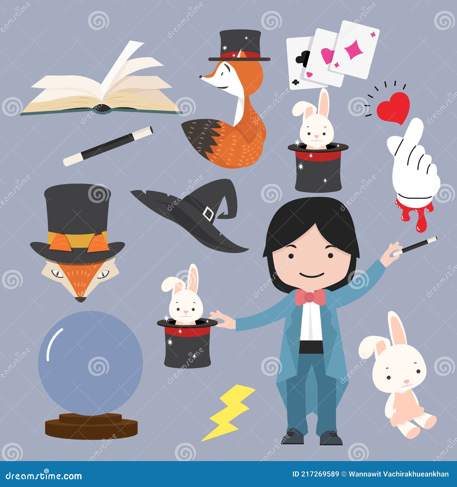 Collection of Magic Objects Cartoon Style Vector Stock Vector ...