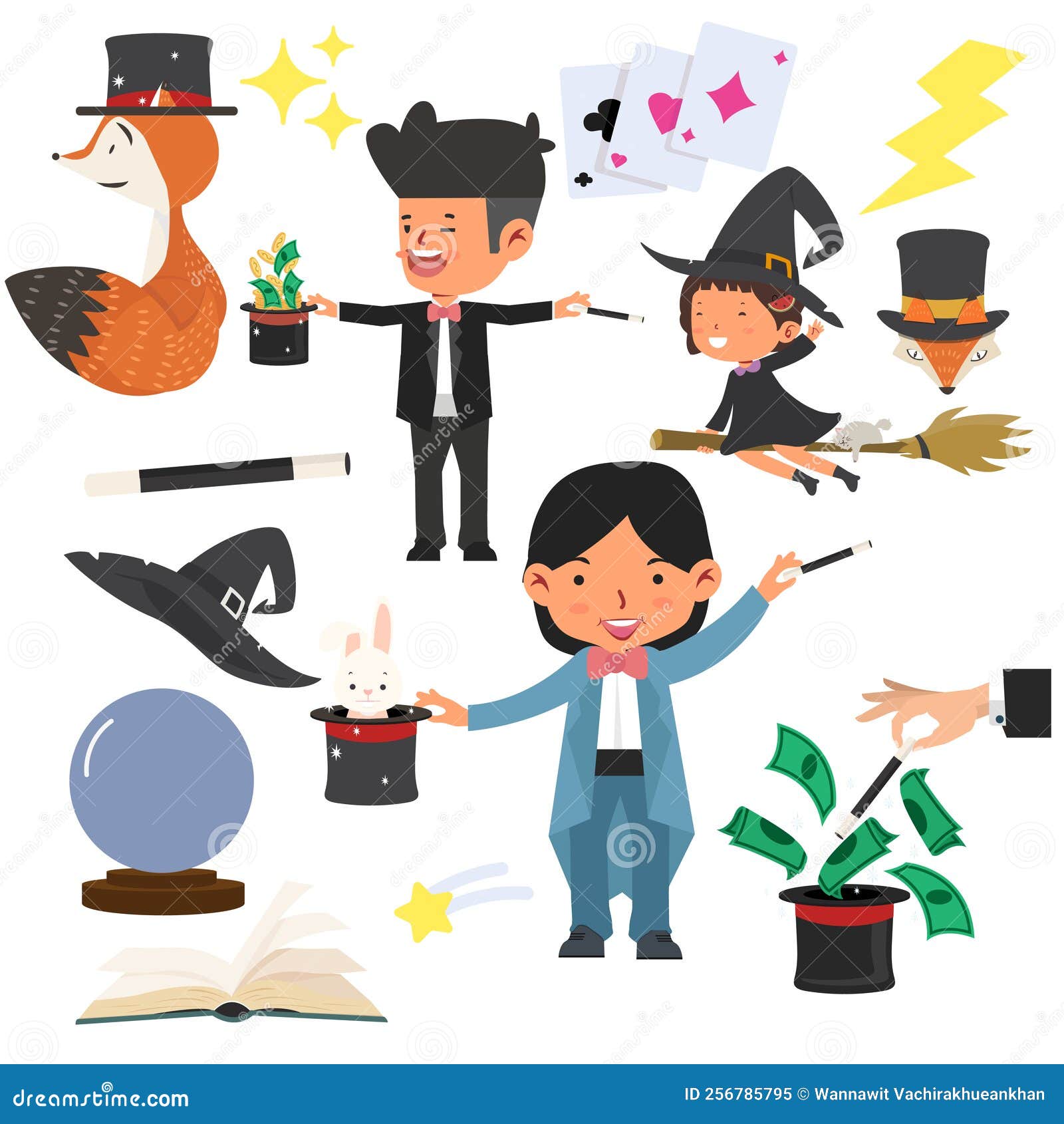 Collection of Magic Objects Set Stock Illustration - Illustration of ...