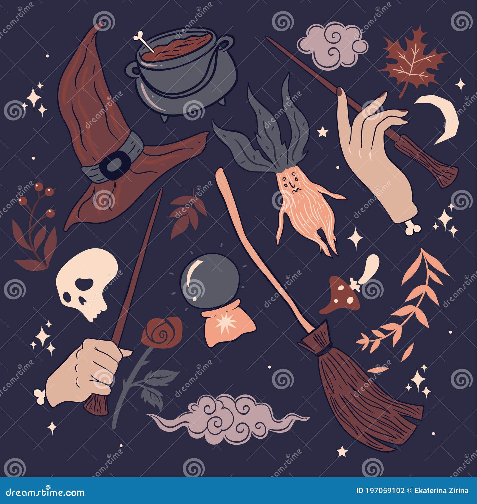 A Collection of Magical Things. Vector Graphics Stock Illustration ...