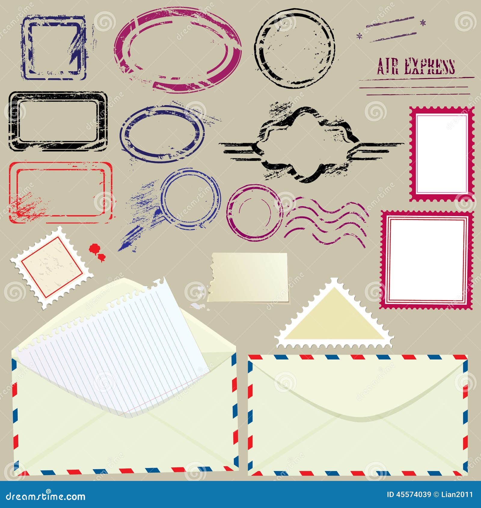Collection of Mail Design Elements Stock Vector - Illustration of paper ...