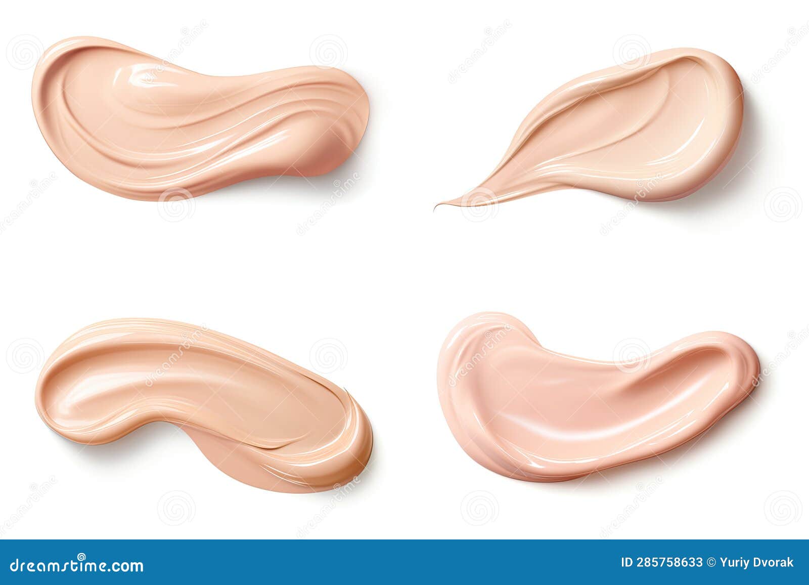 Collection of Make Up Liquid Foundation Strokes on White, Cosmetic ...