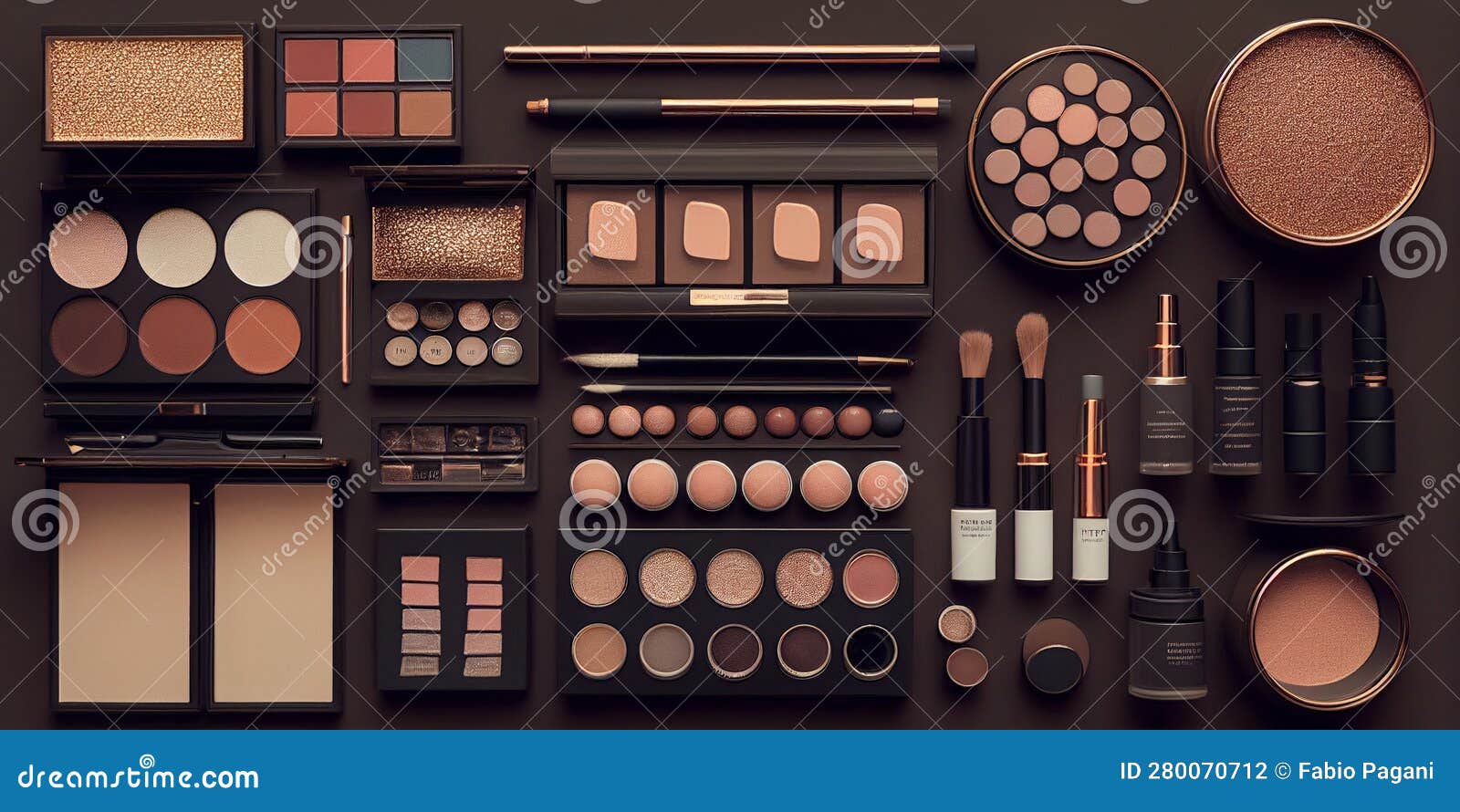 Collection of Make Up Object on Table, Flat Top View Stock Illustration ...