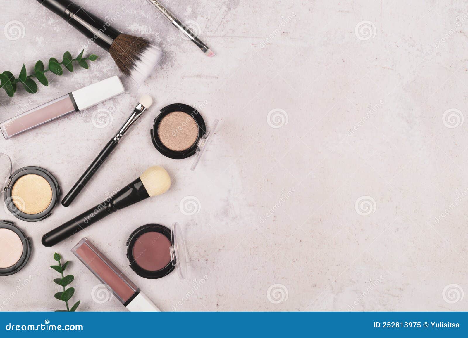 A Collection of Make-up Tools Scattered on the Textured Background ...