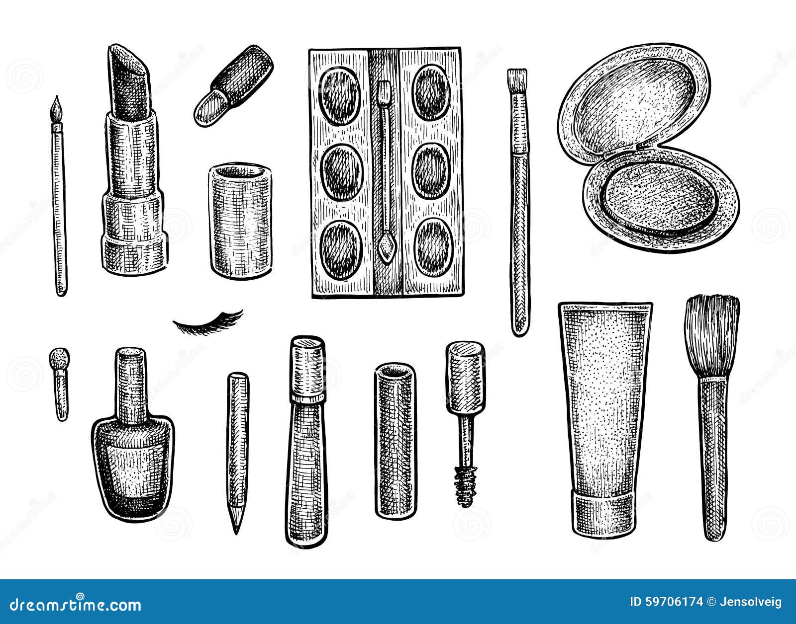 Collection of Make Up Treatment Objects Stock Vector - Illustration of ...