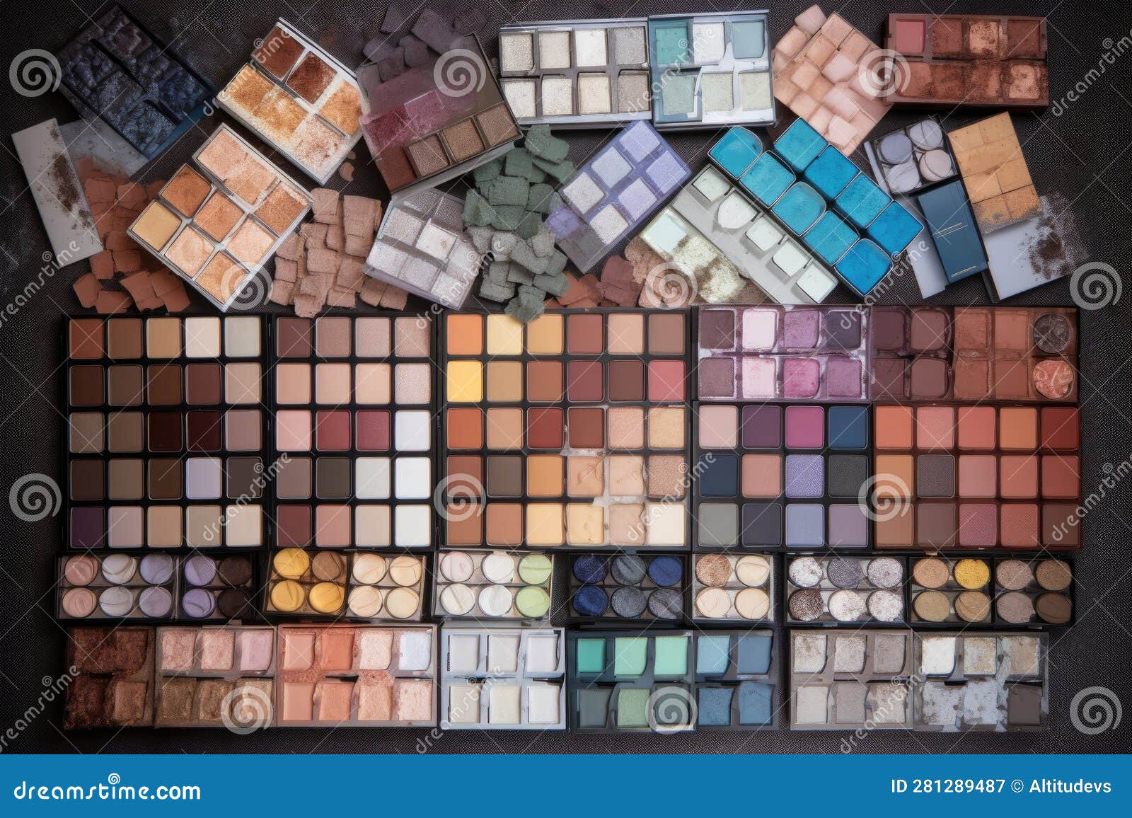 Collection of Makeup Palettes from Different Brands and Colors Stock ...