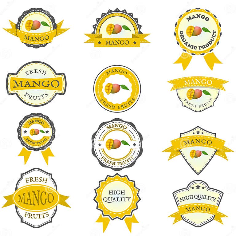 Collection of mango labels stock vector. Illustration of emblem - 66847260